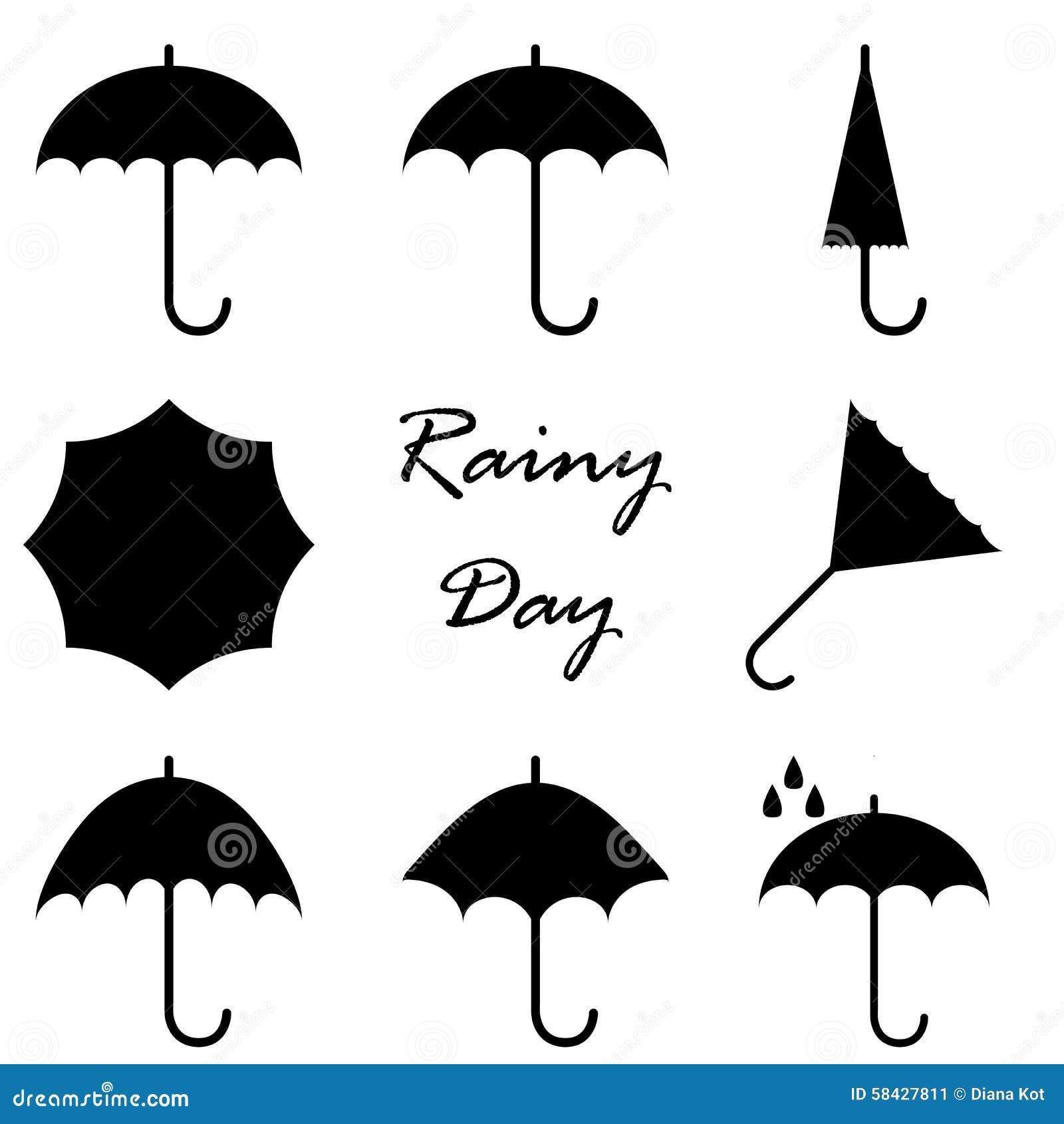 Set of Different Umbrella Icons Stock Illustration - Illustration of ...