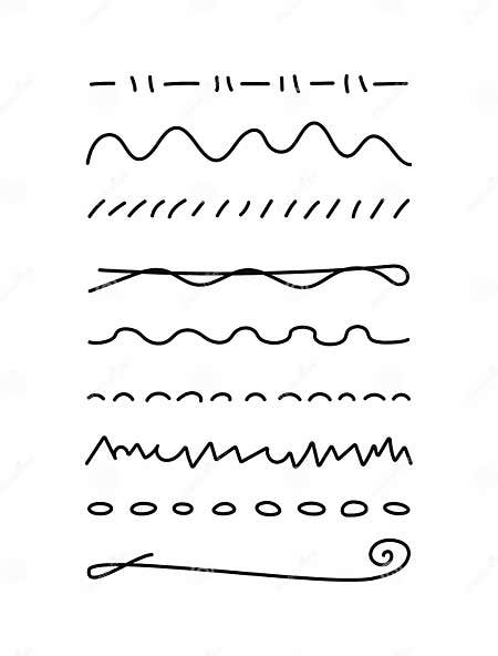 Set of Different Underlines. Collection of Underscores Drawn by Hand ...