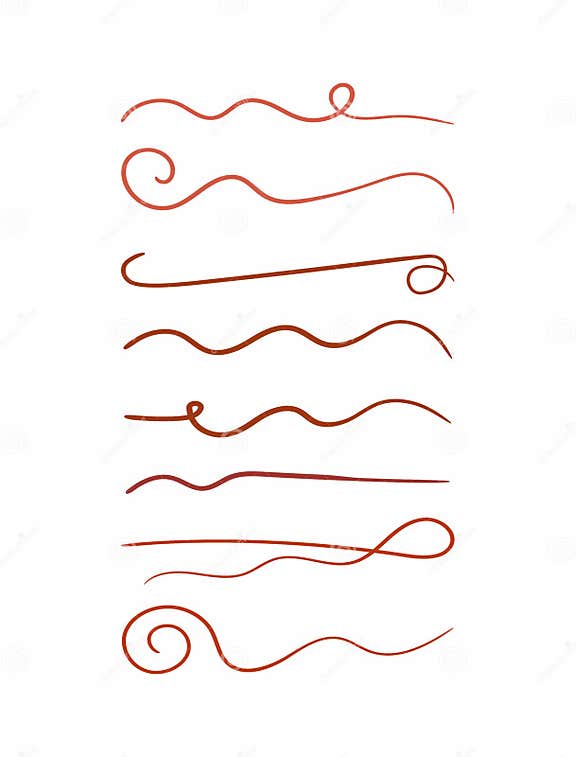 Set of Different Underlines. Isolated Underscores Drawn by Hand. Sketch ...