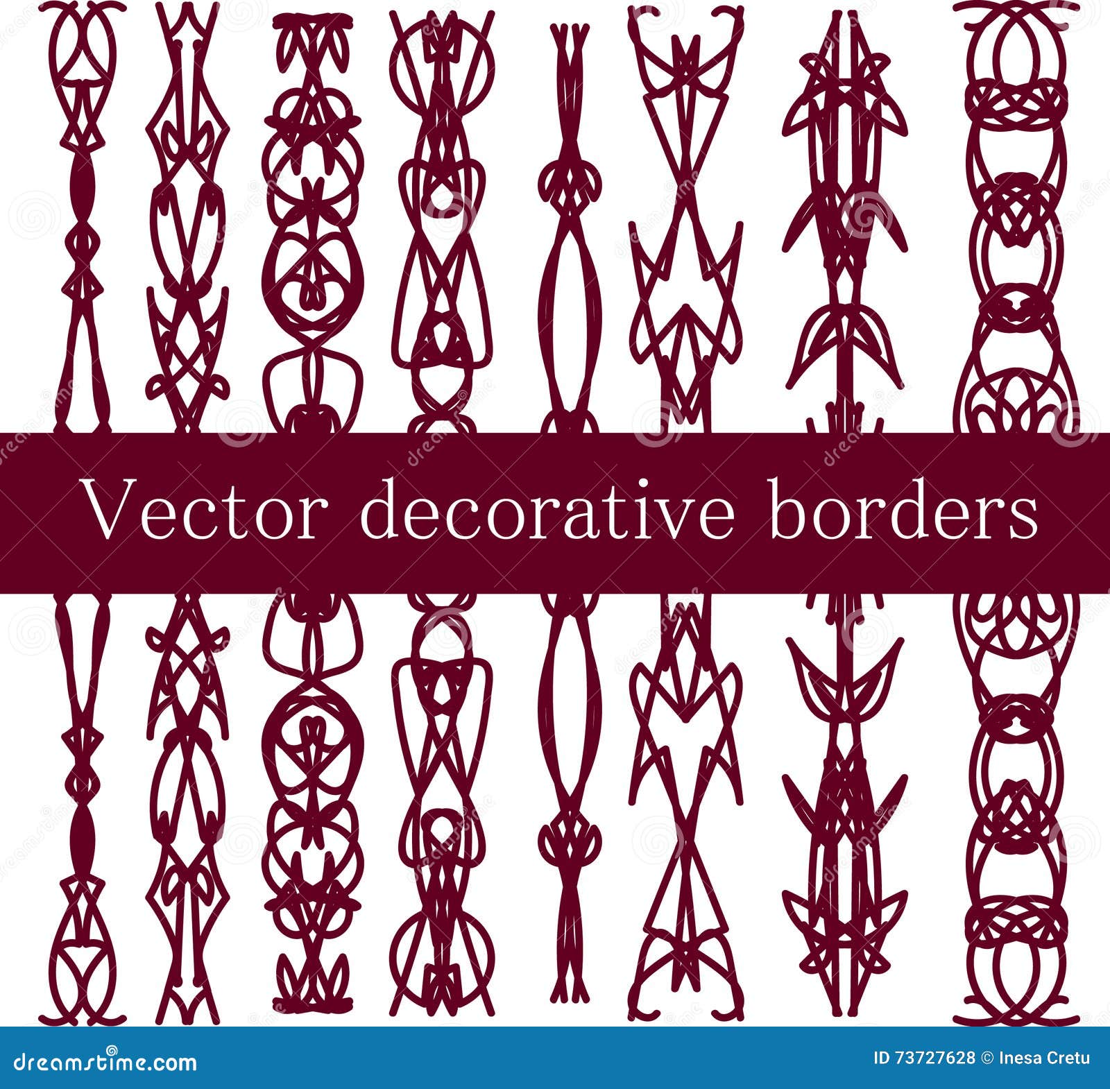 Set of Different Vector Borders Stock Vector - Illustration of mosaic ...