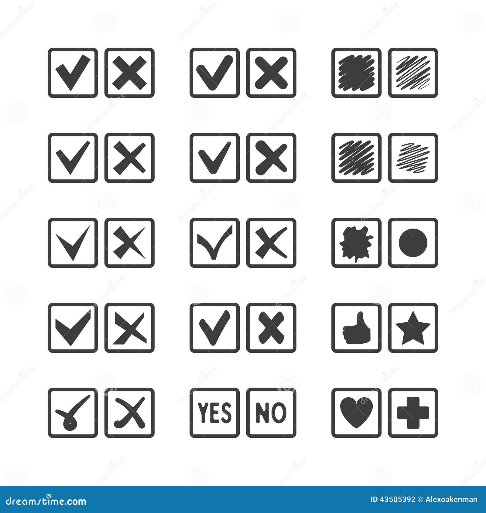 Set of Different Vector Check Box Icons for Voting Agreement ...