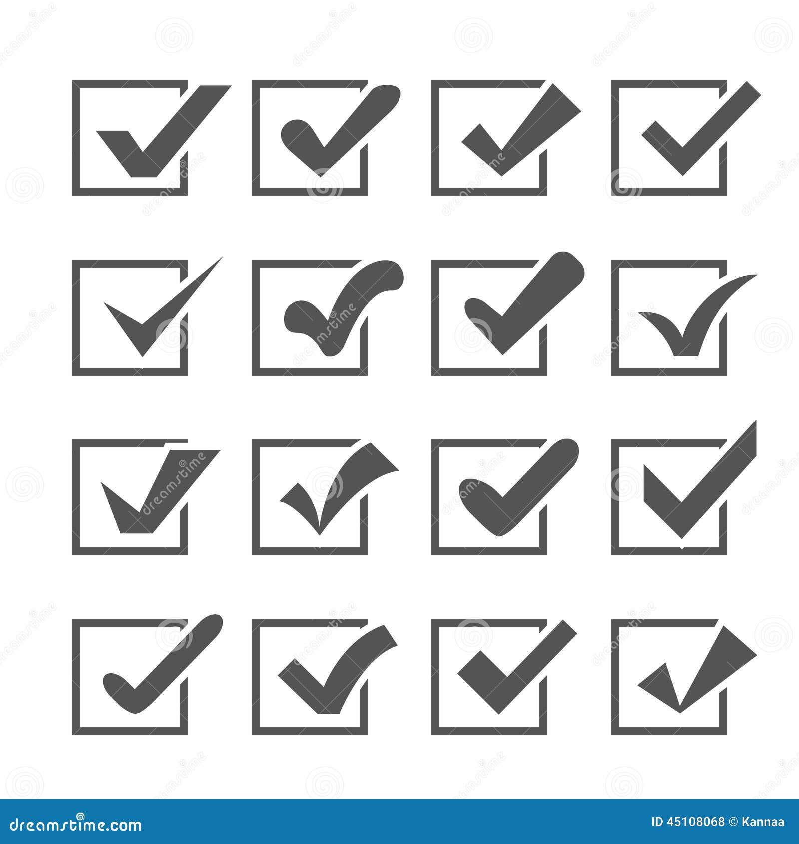 Set of Different Vector Check Marks or Ticks in Stock Vector ...