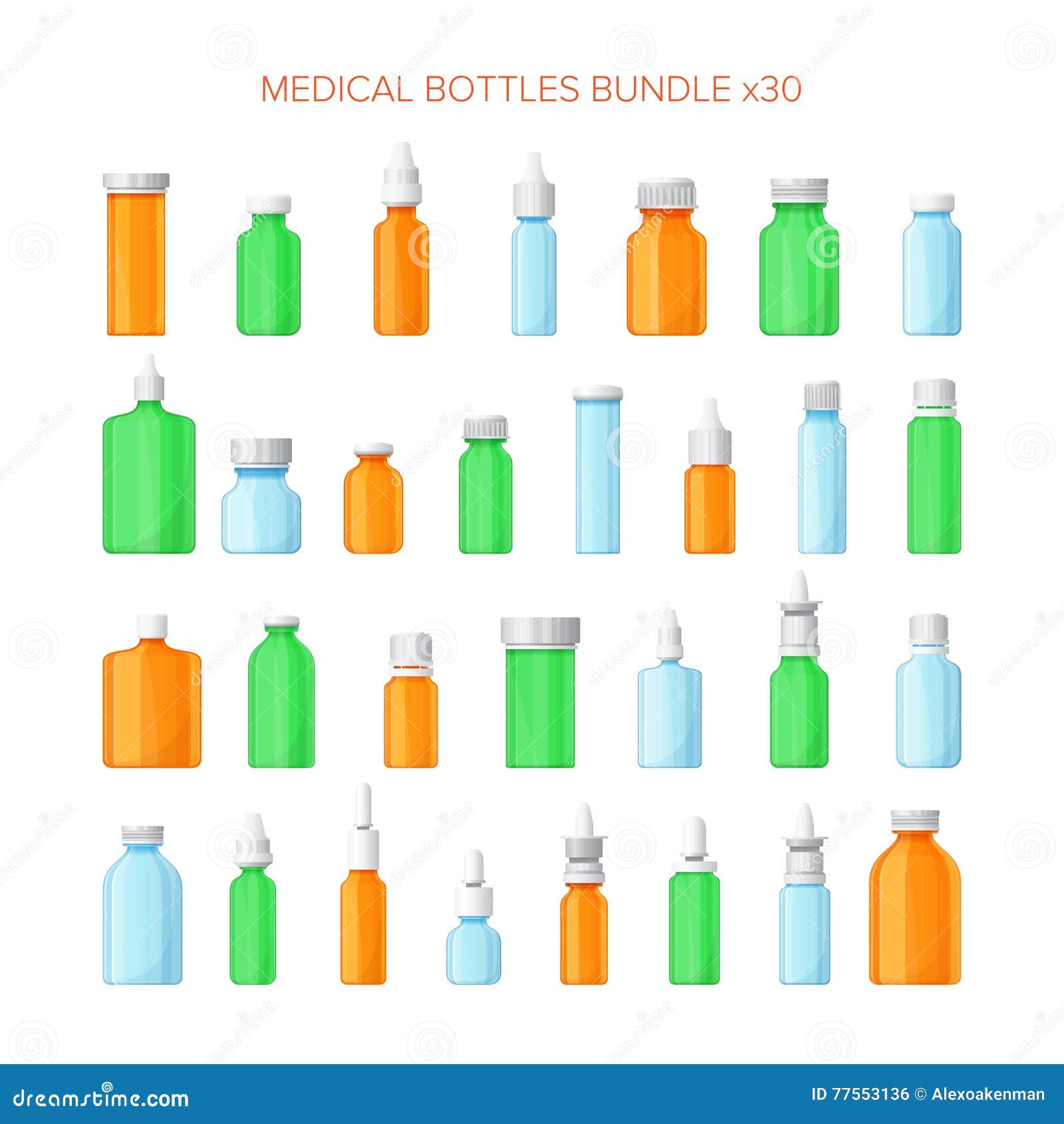 Set of Different Vector Medical Bottles in Flat Style Stock Vector ...