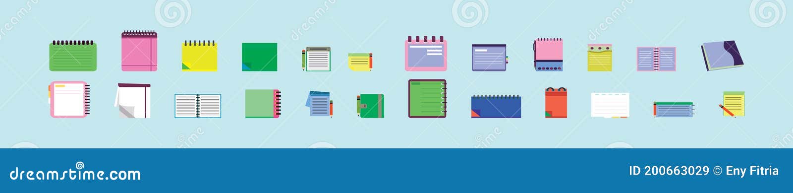 Set of Different Vector Note Papers Cartoon Icon Design Template with ...