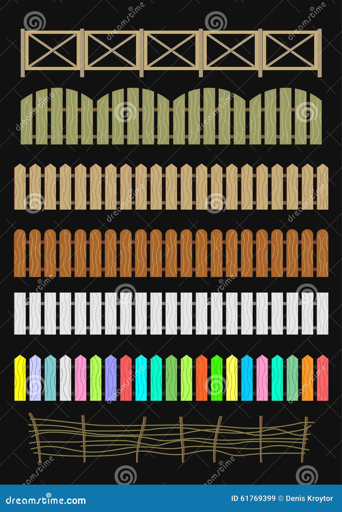 Set of Different Vector Original Fences Stock Vector - Illustration of ...