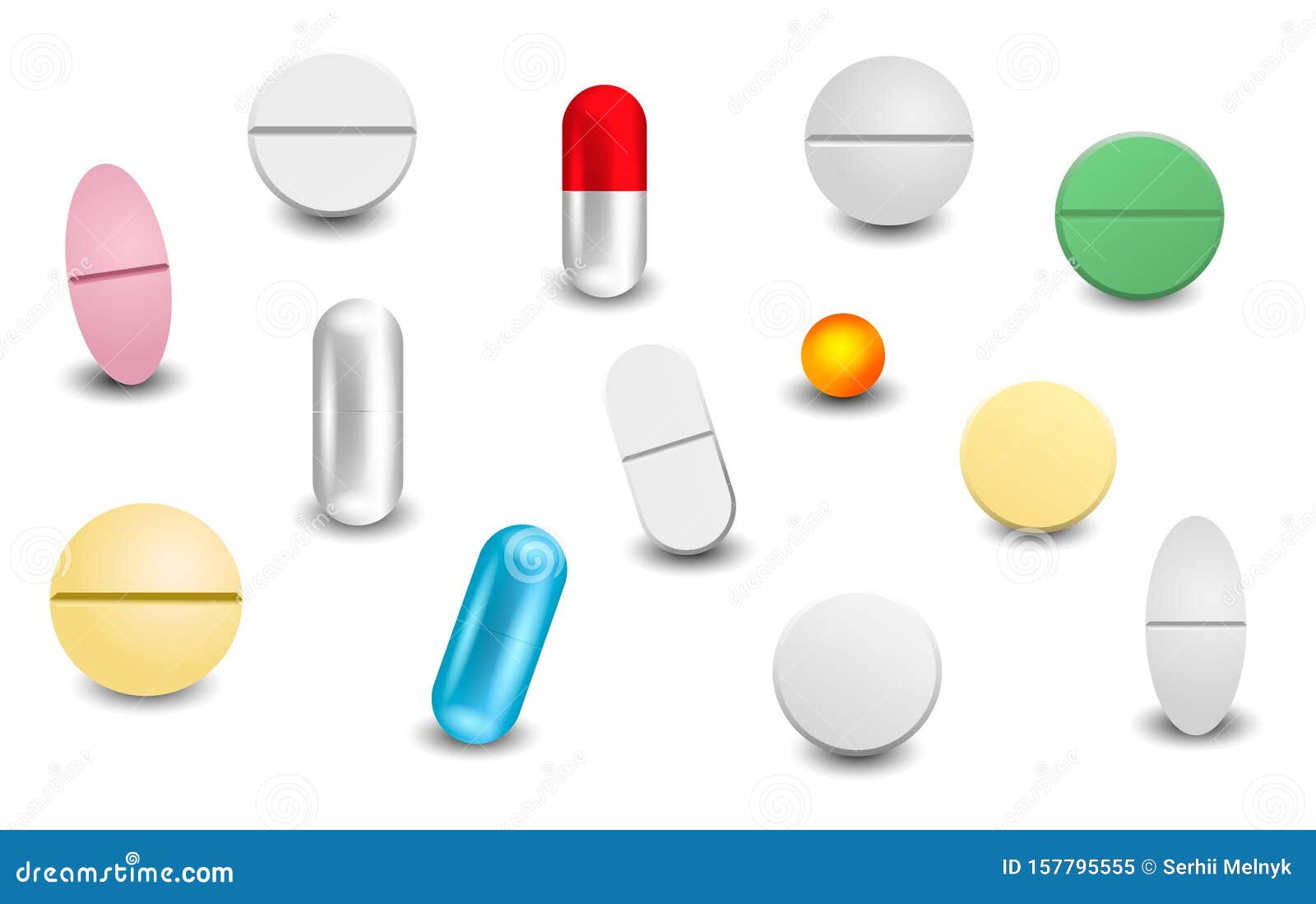 Set Different Vector Realistic Pills Stock Vector - Illustration of ...