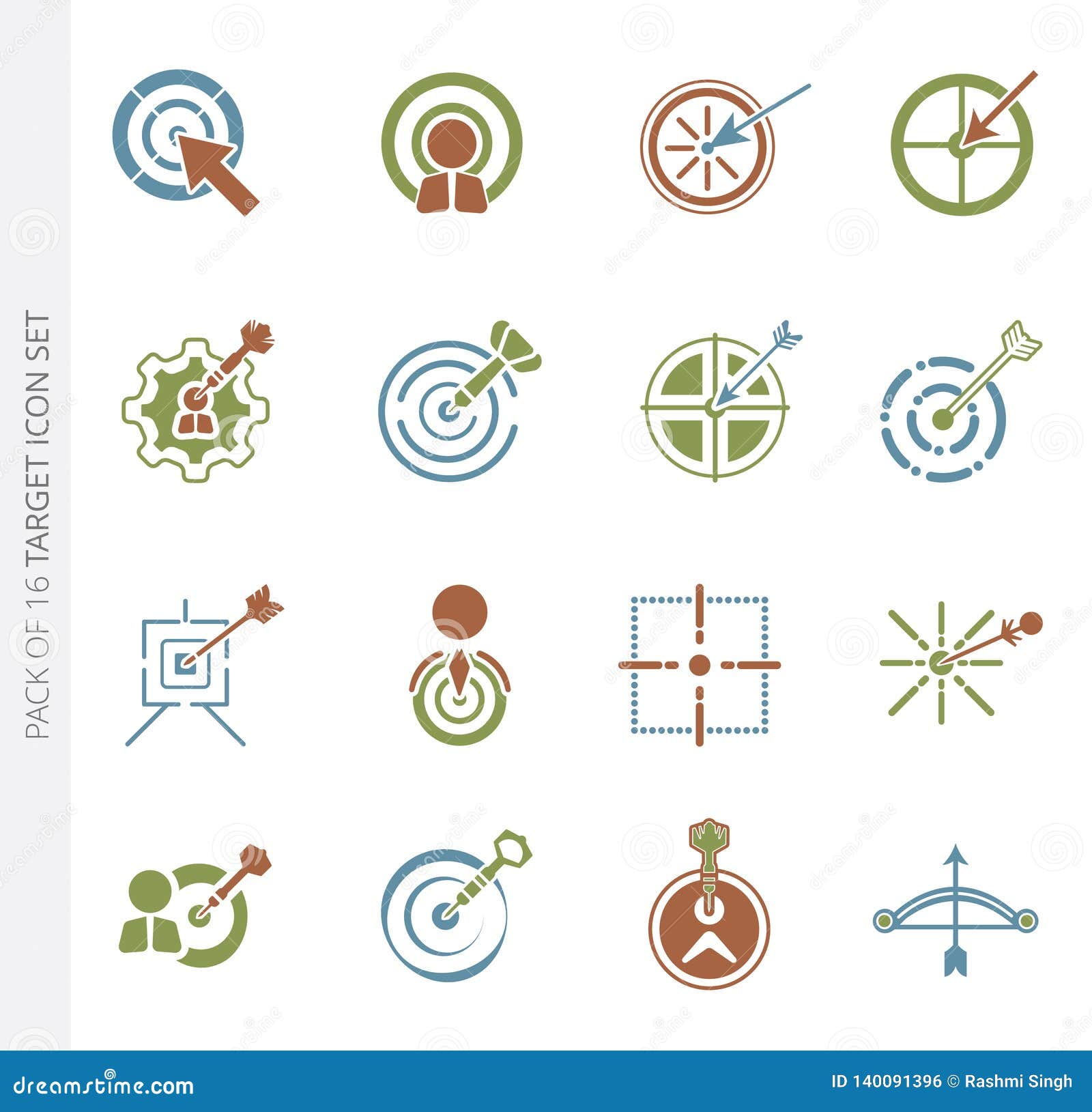 Set of 16 Different Vector Target Colored Icons Stock Vector ...