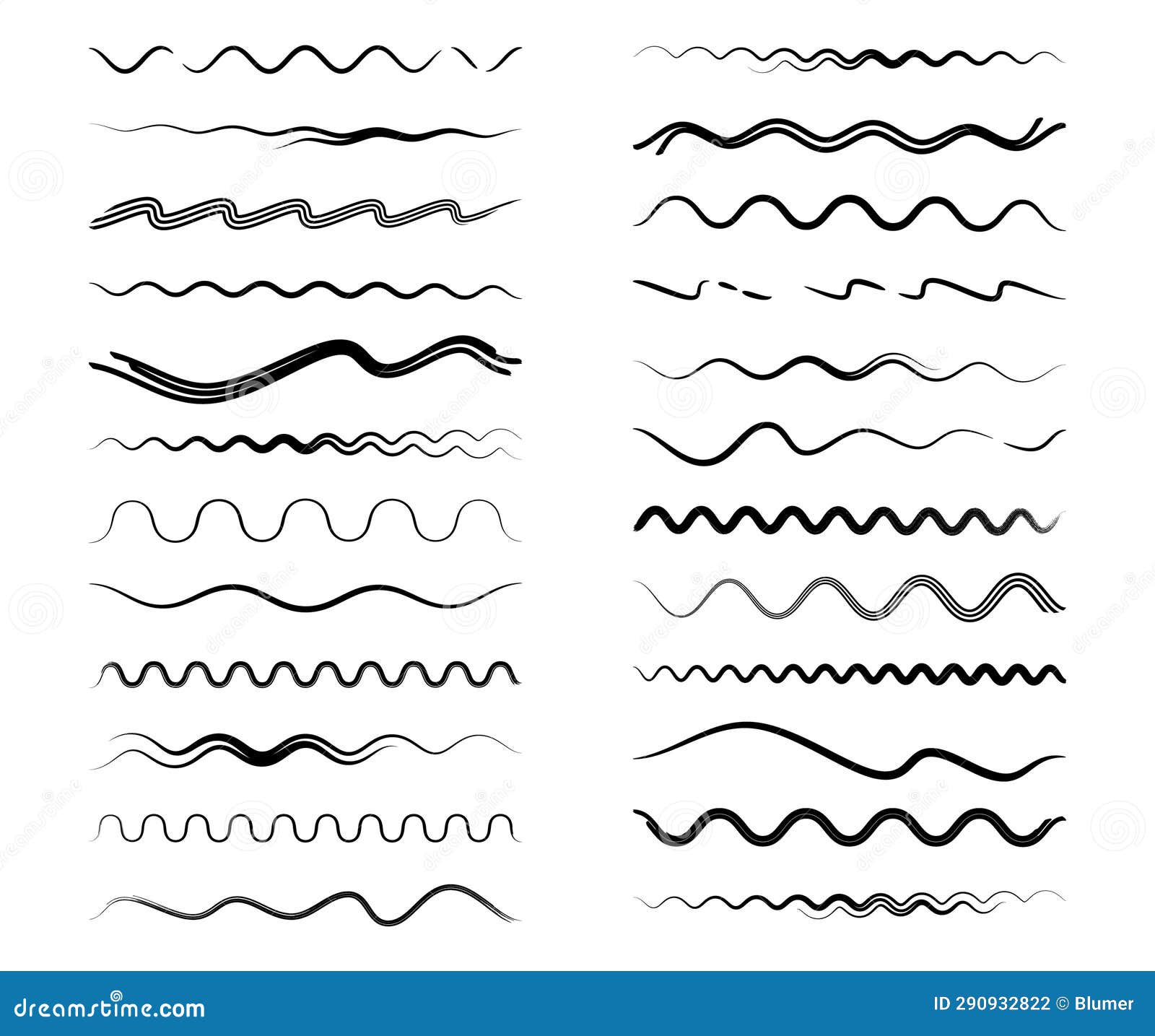 Set of Different Vector Wavy Line Dividers Stock Vector - Illustration ...