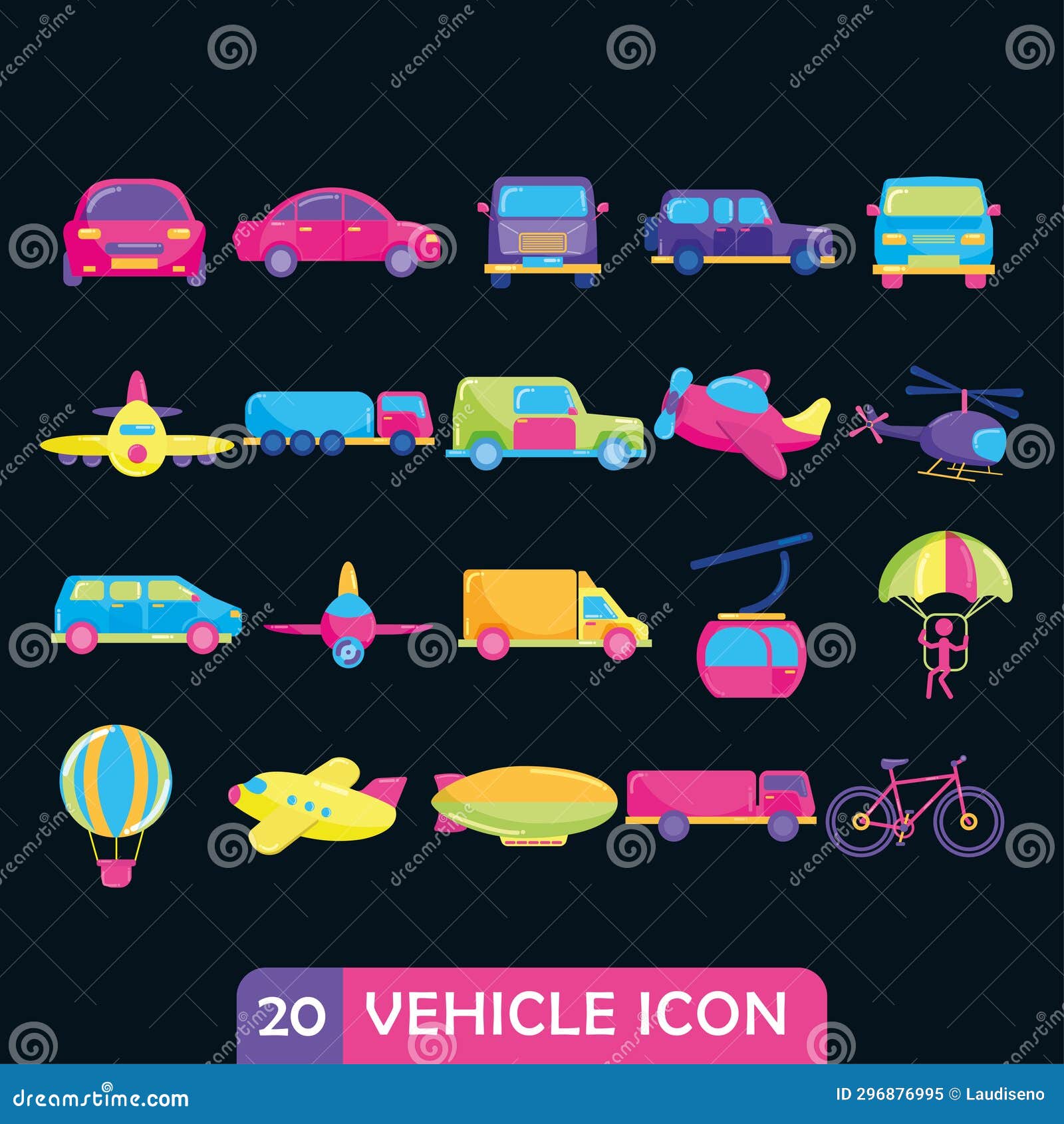 Set of Different Vehicle Icons Vector Stock Vector - Illustration of ...