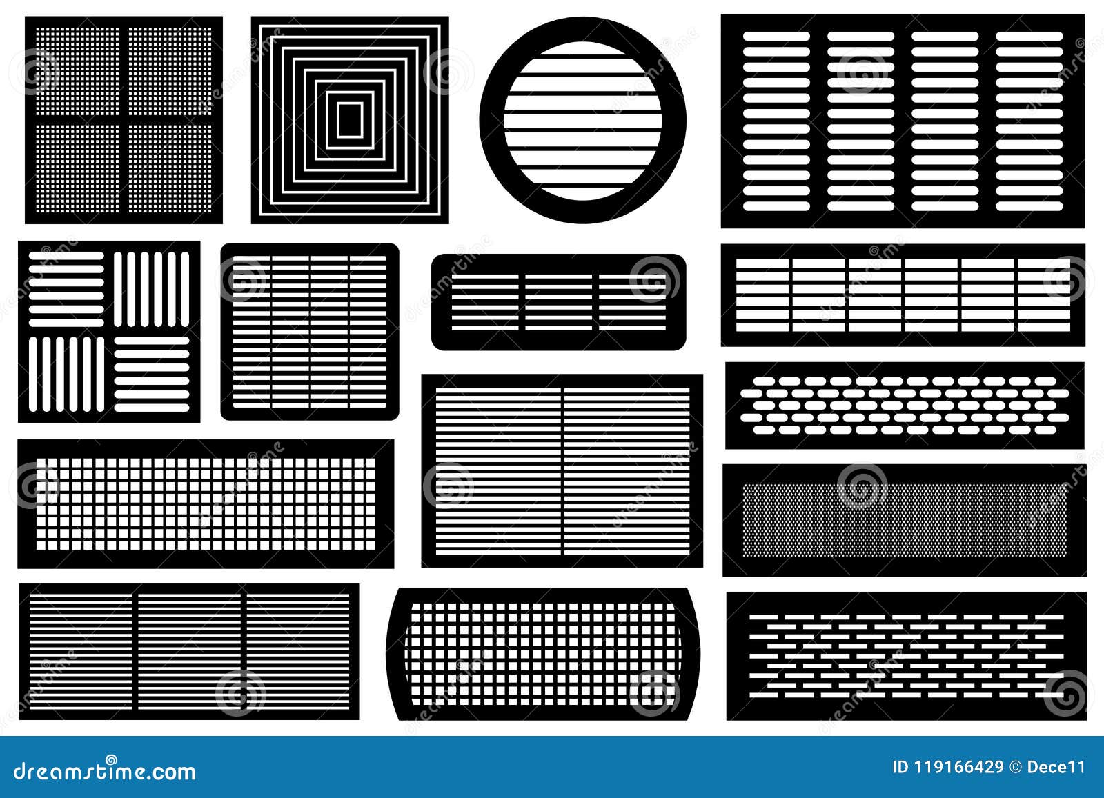 Set of Different Ventilations Grilles Stock Vector - Illustration of ...