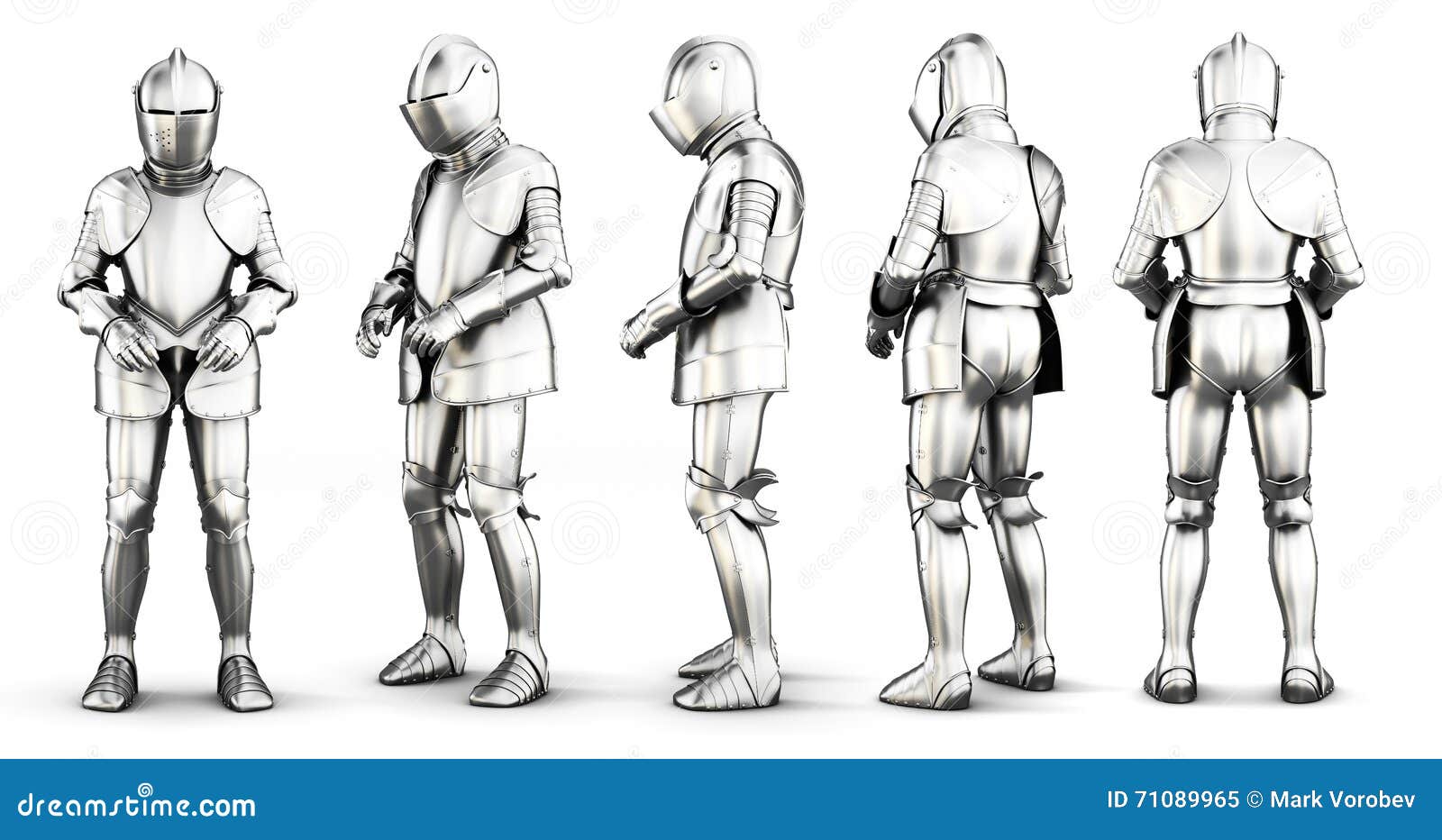 Set Of Different View Armor On White Background. 3d Ren Royalty-Free ...