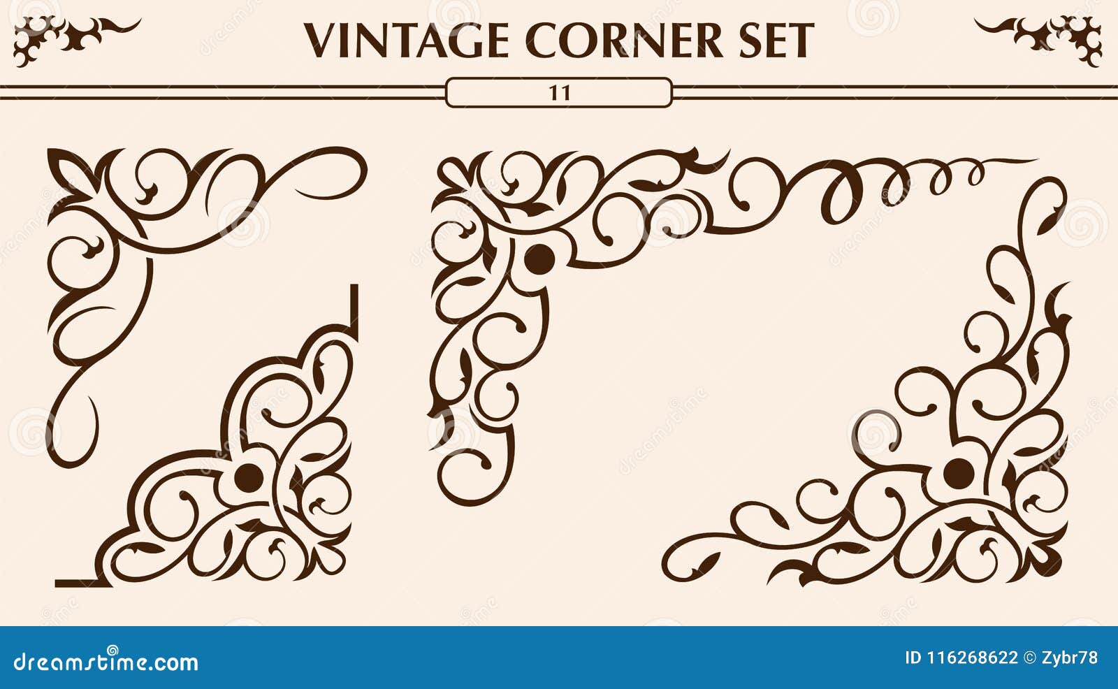 Vintage corner set stock vector. Illustration of ornament - 116268622
