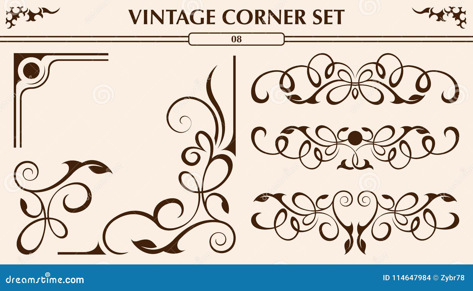 Vintage corner set stock vector. Illustration of style - 114647984