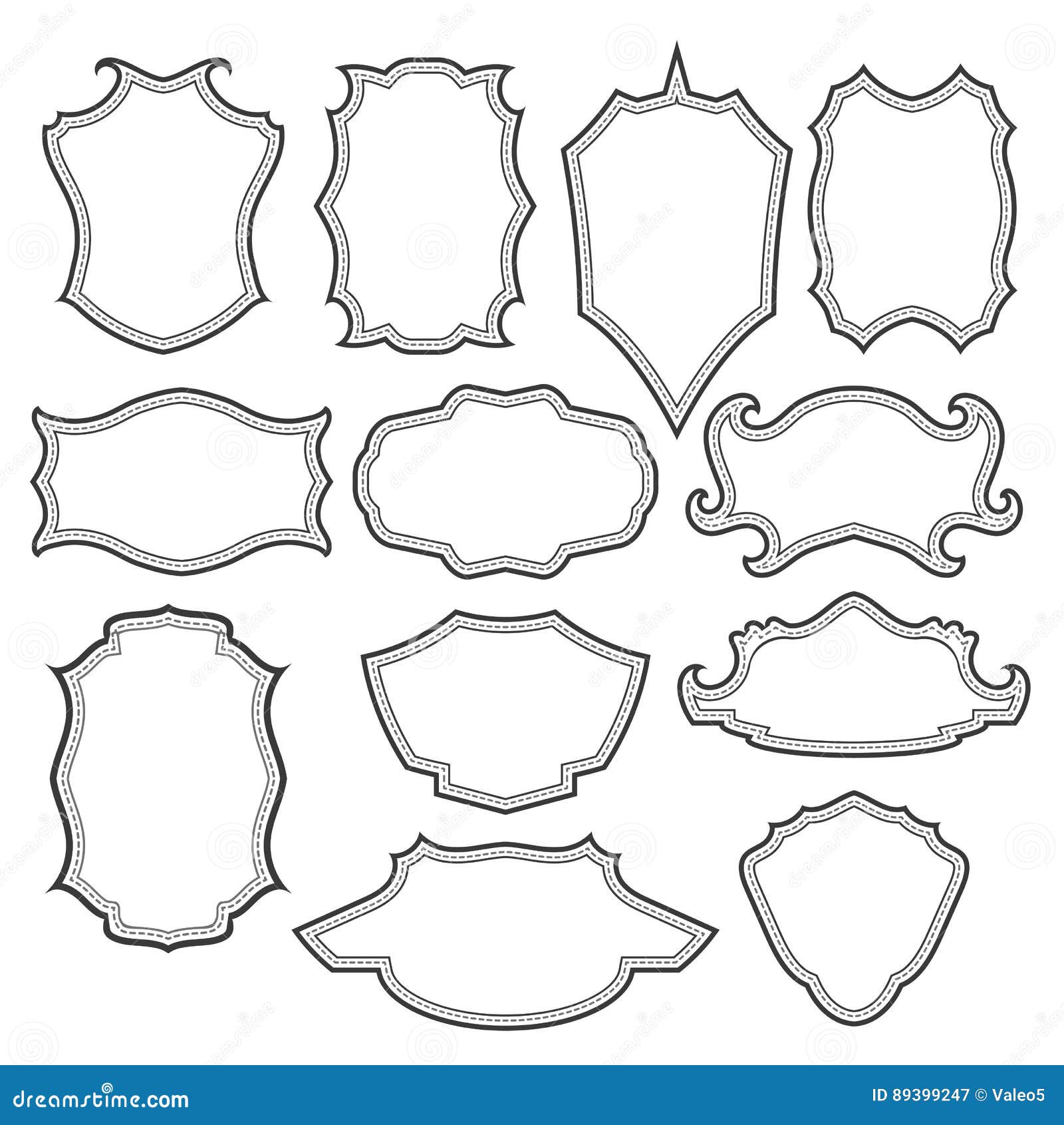 Set of Different Vintage Grey Frames Stock Vector - Illustration of ...