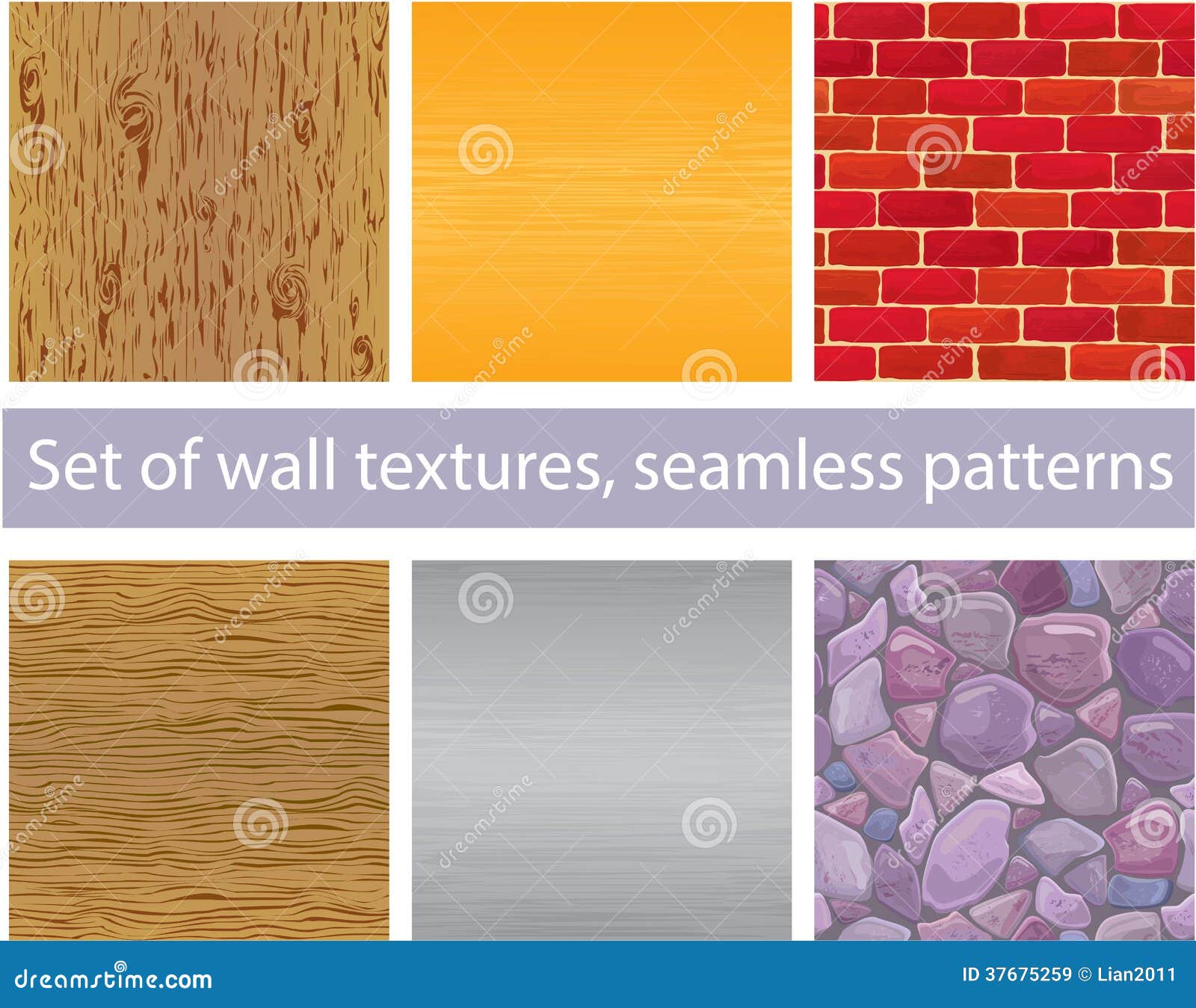 Set of Different Wall Textures - Wood, Silver and Stock Vector ...