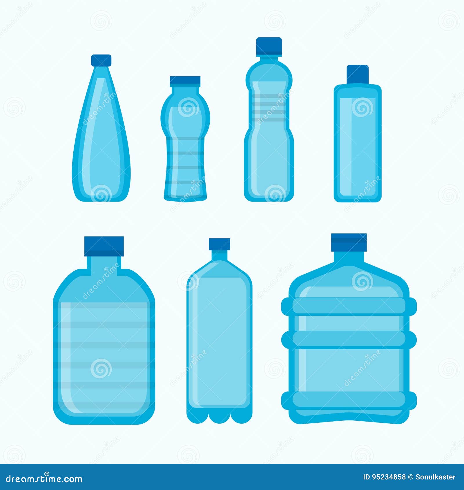 Set of Different Water Bottles Stock Vector - Illustration of small ...