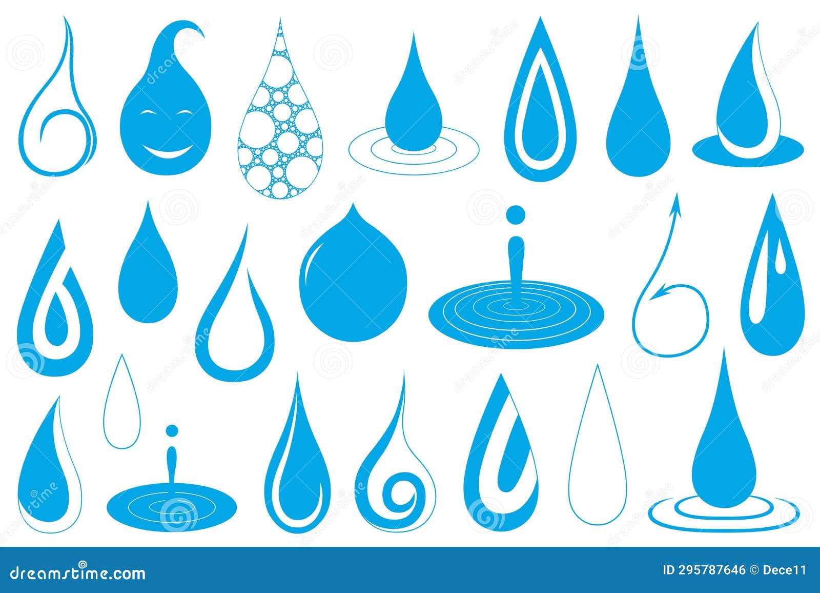 Set of Different Water Drops Stock Illustration - Illustration of fresh ...