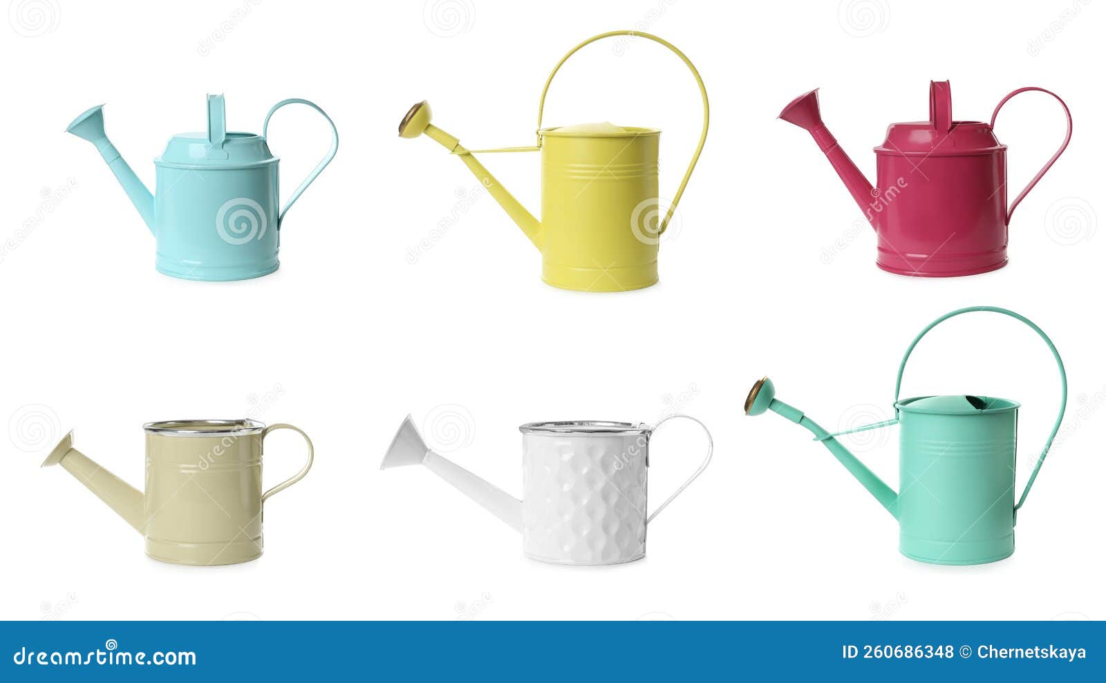 Set with Different Watering Cans on White Background. Banner Design ...