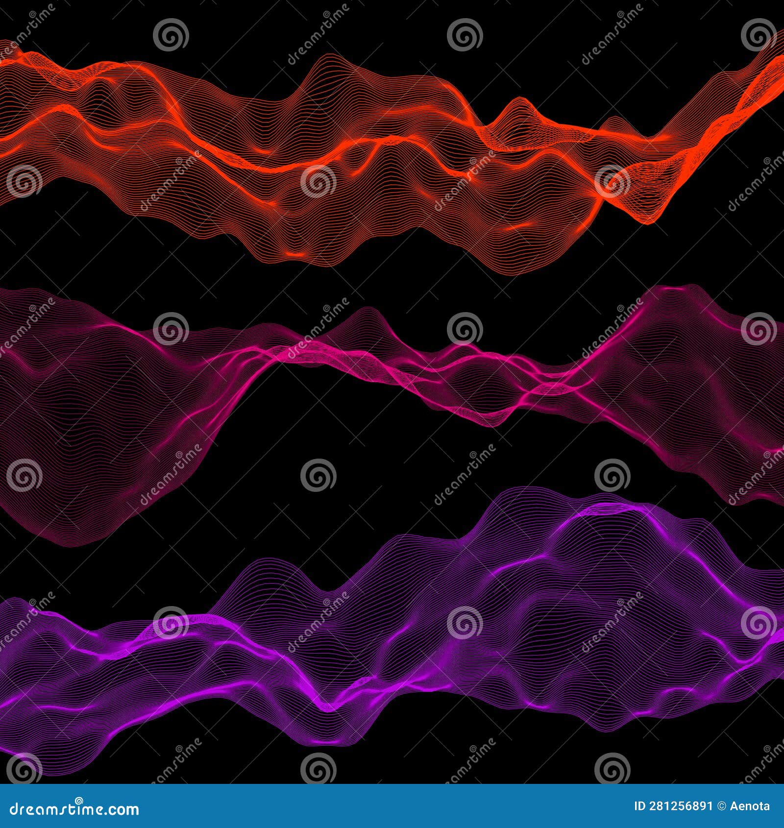 Set of Different Wave Futuristic Structures - Vector Illutration Stock ...