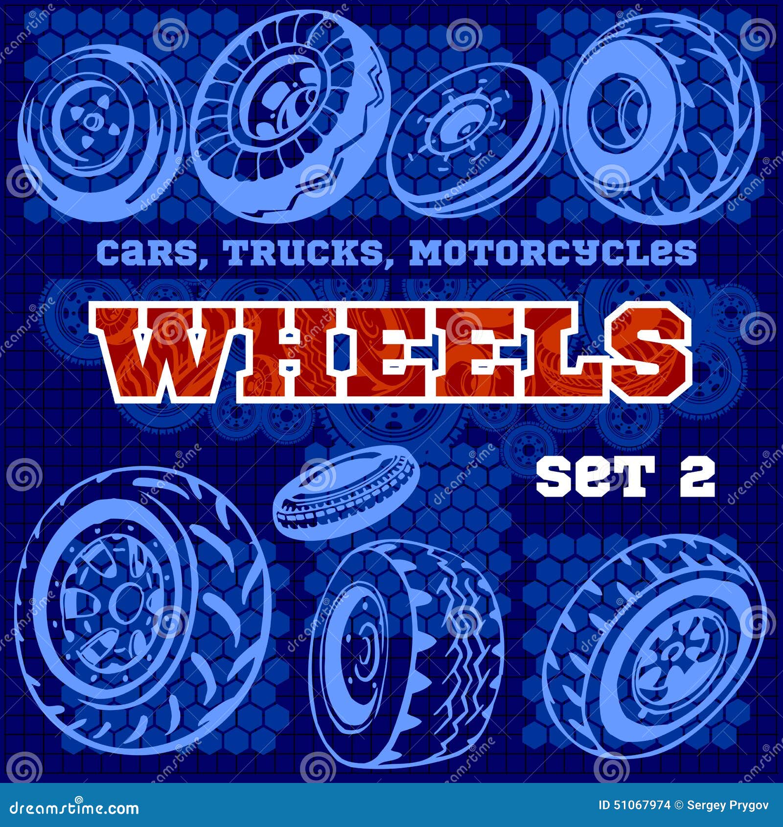 Set of different wheels stock vector. Illustration of bike - 51067974