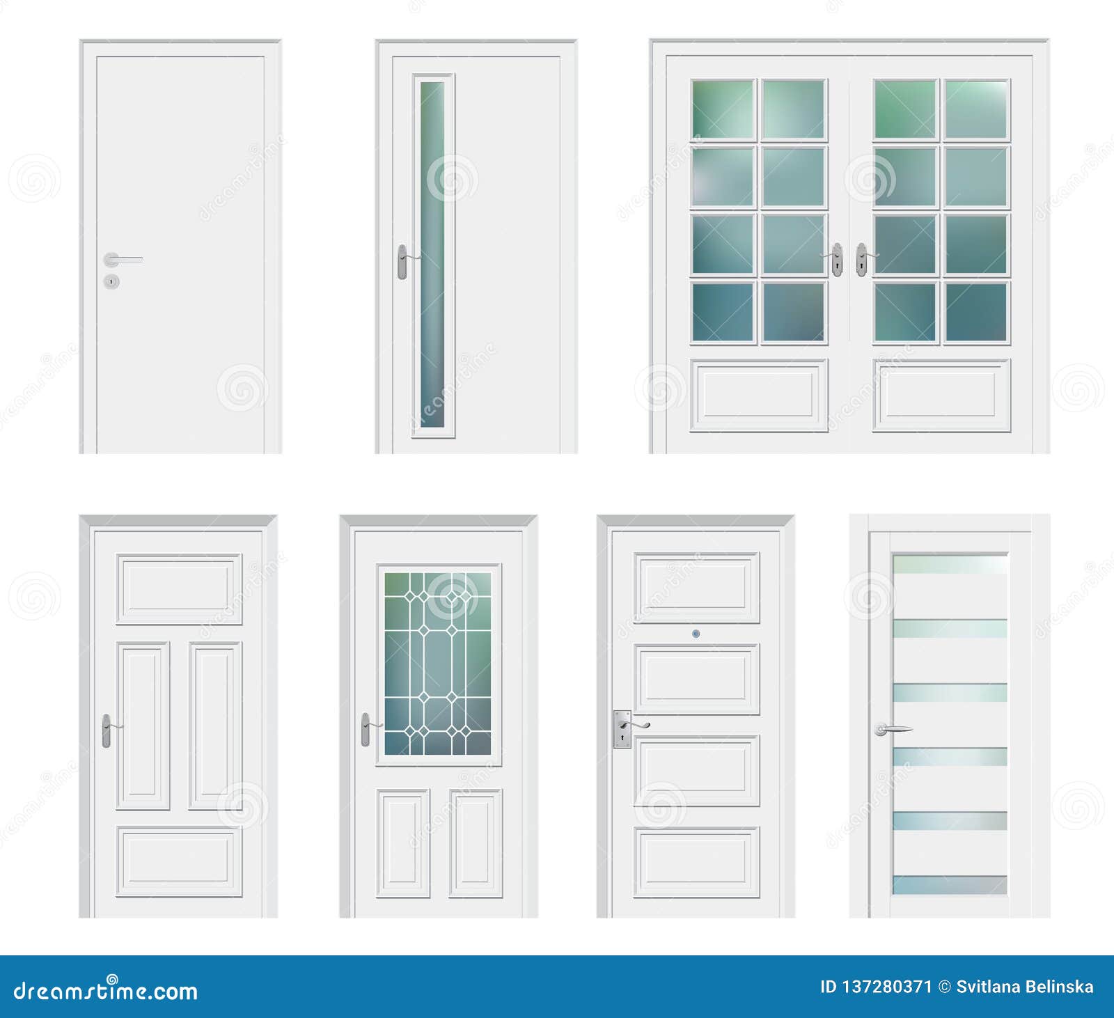 Set of Different White Door Vector Illustration Stock Vector ...