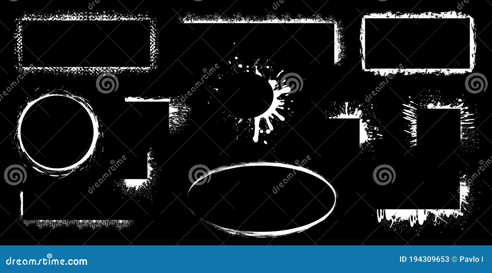 Set Different White Splash Frames, Collection Brush Strokes â€“ Vector ...