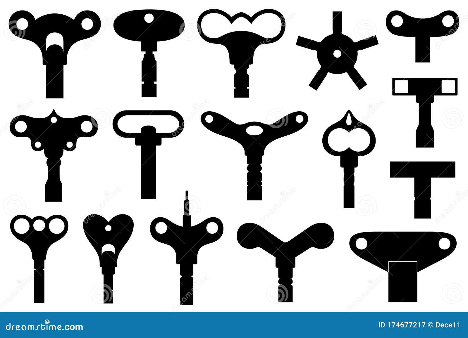 Set of Different Wind Up Keys Stock Vector - Illustration of manual ...