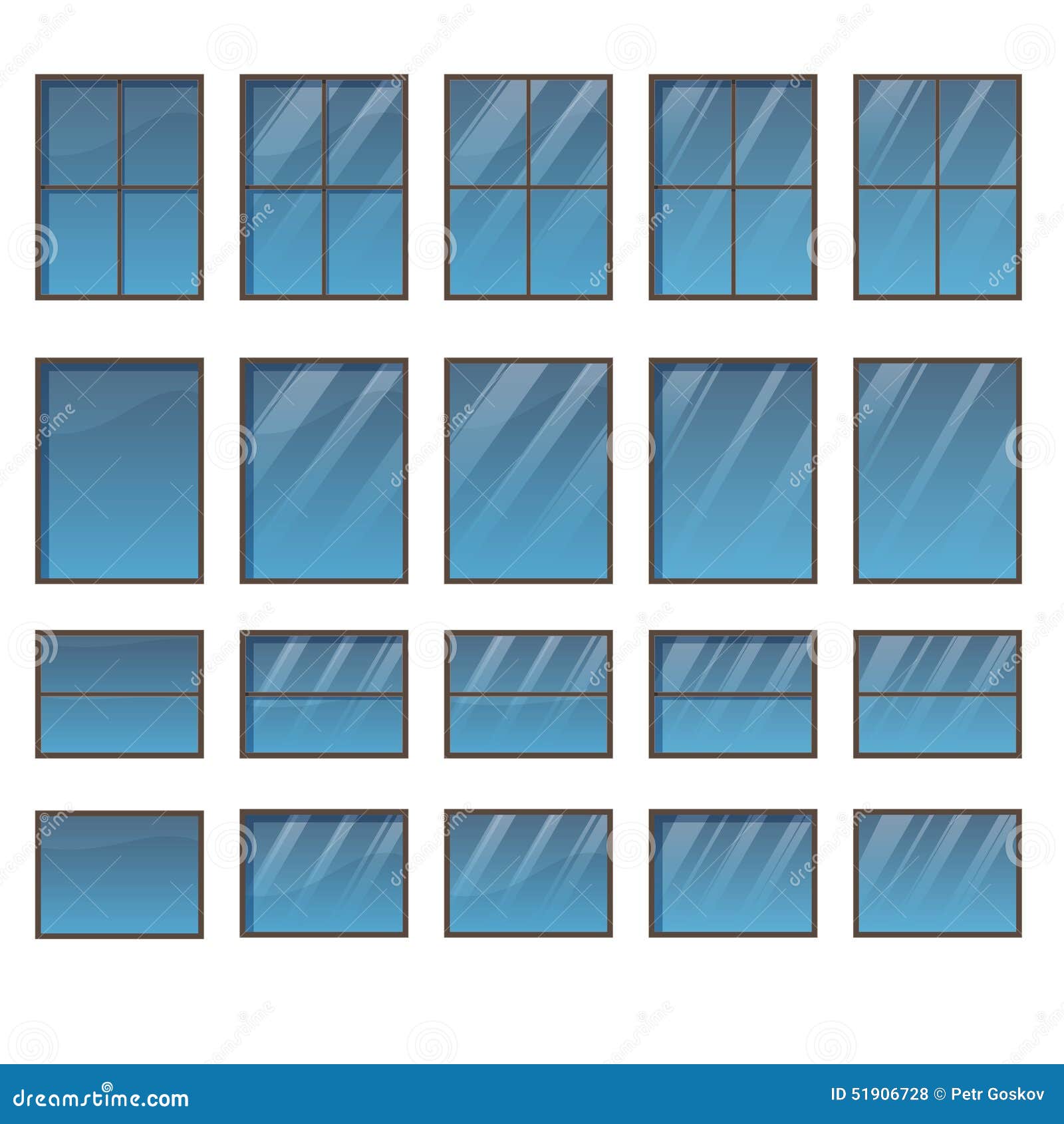 Set of different windows stock vector. Illustration of object - 51906728