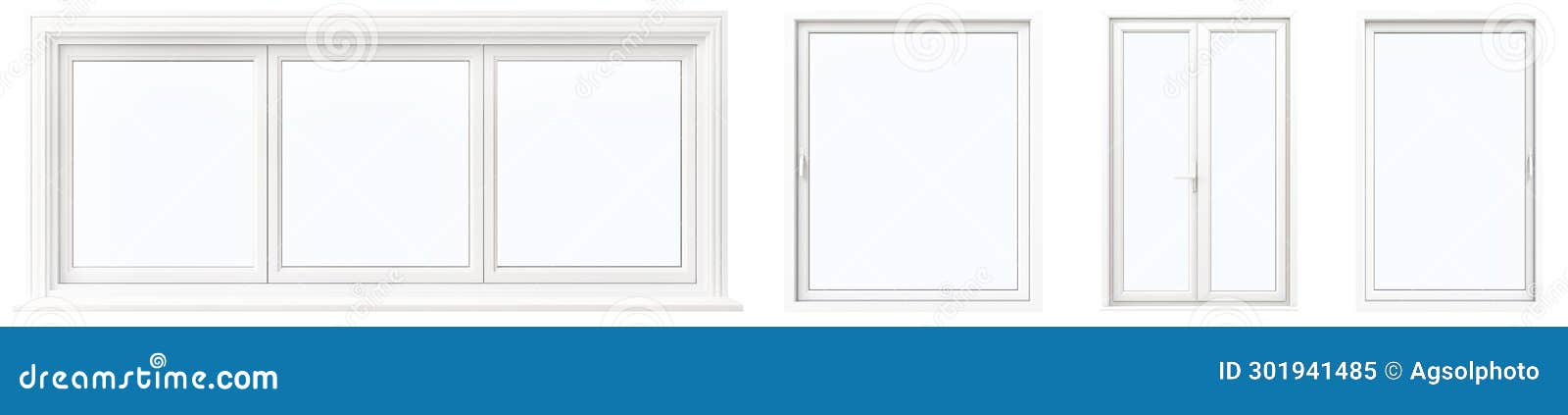 Set of Different Windows is Cut Out on a Transparent Background ...