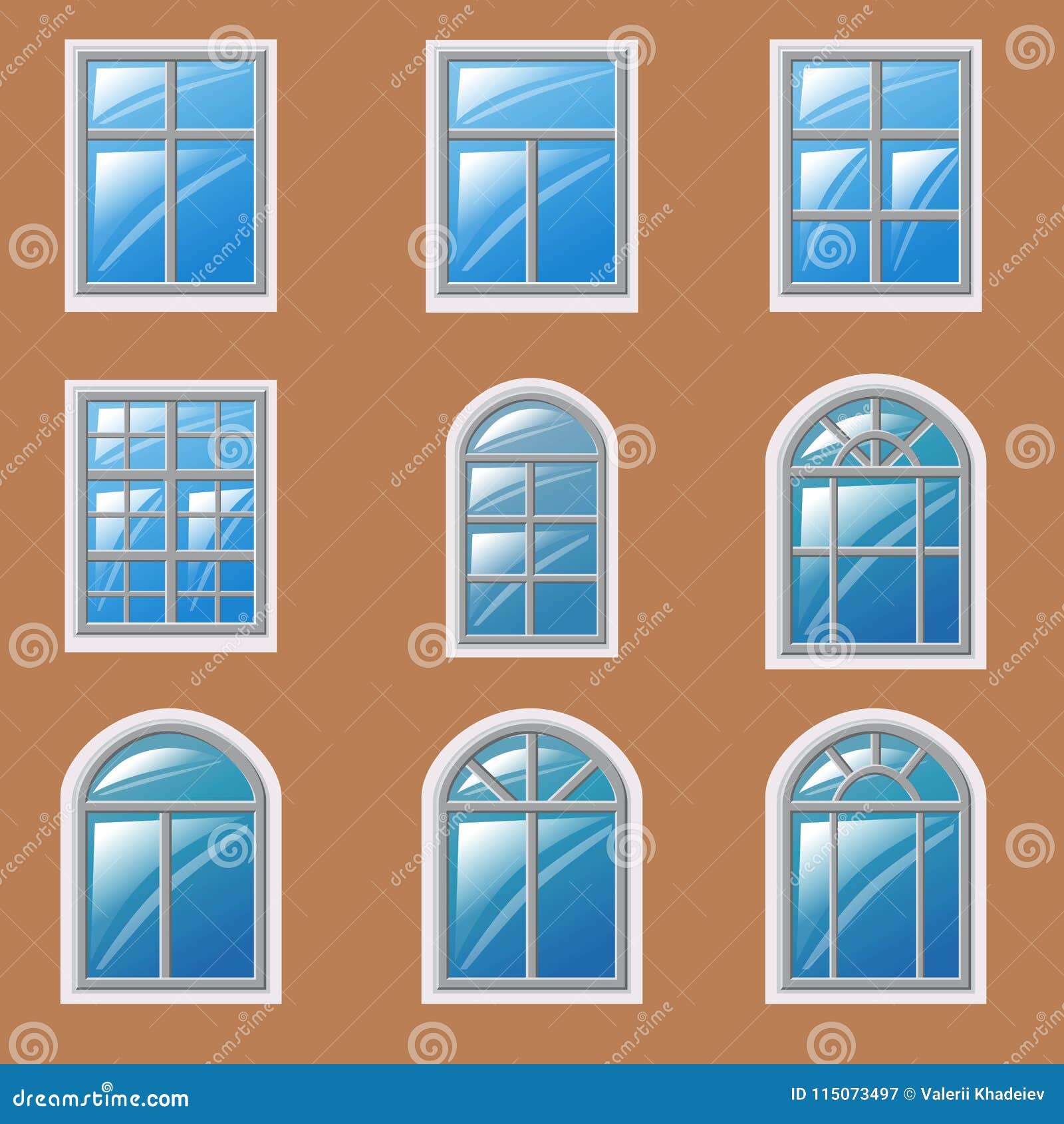Set of Different Windows, Element for Architecture, Vector ...