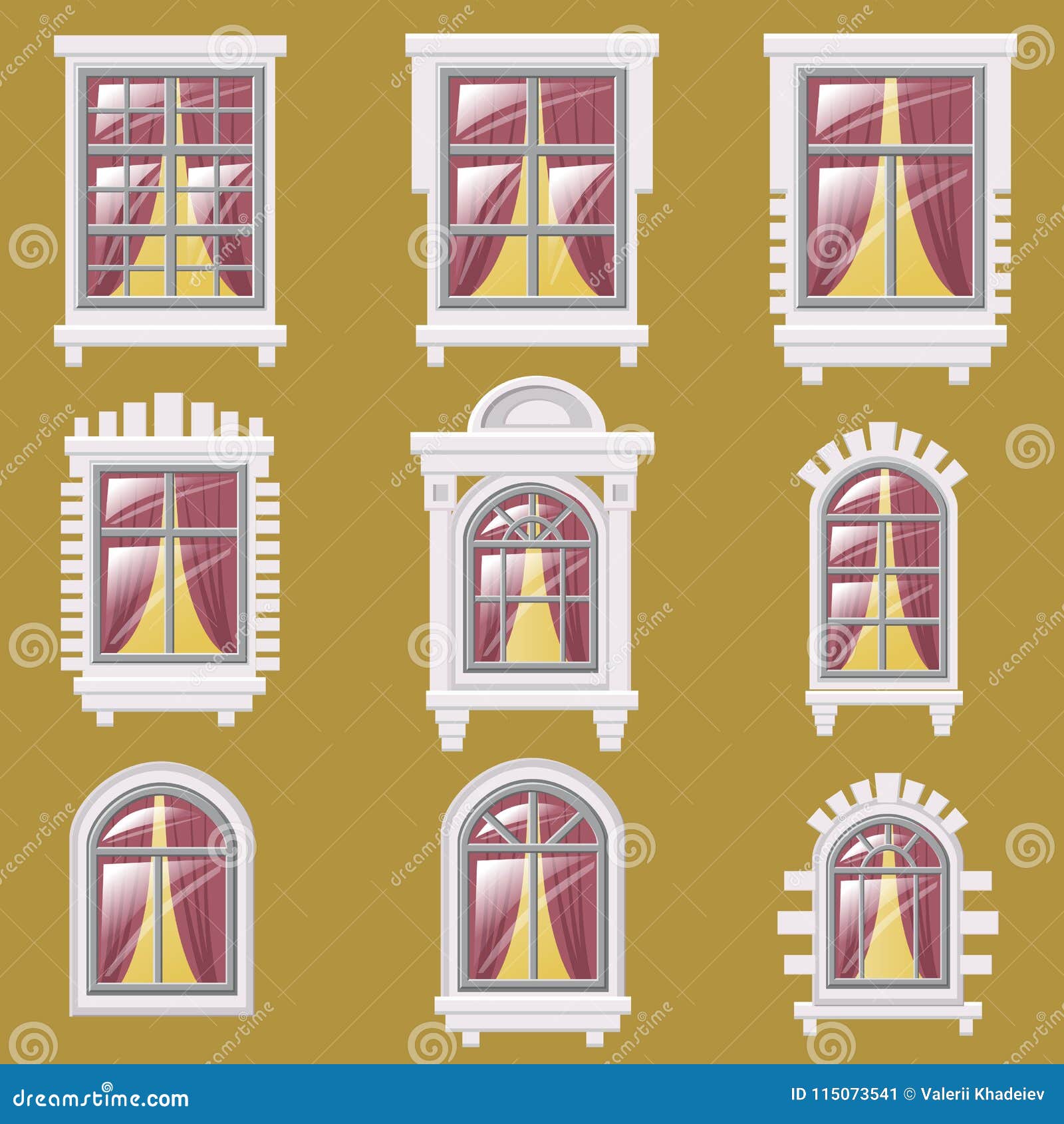 Set of Different Windows, Element for Architecture, Vector ...