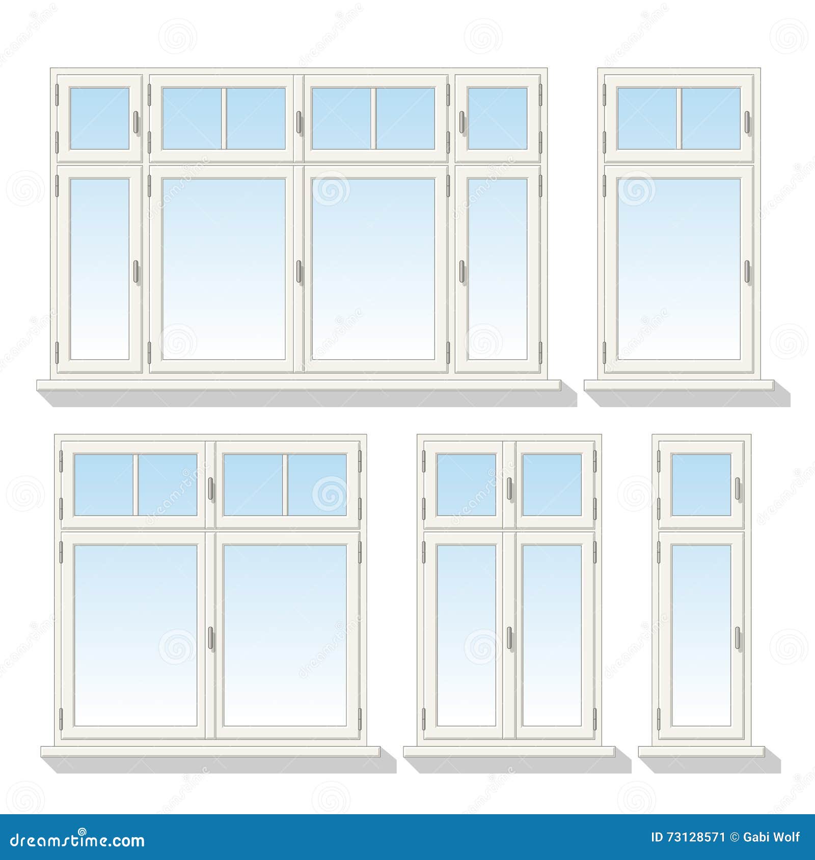 Set of different windows stock vector. Illustration of cartoon - 73128571