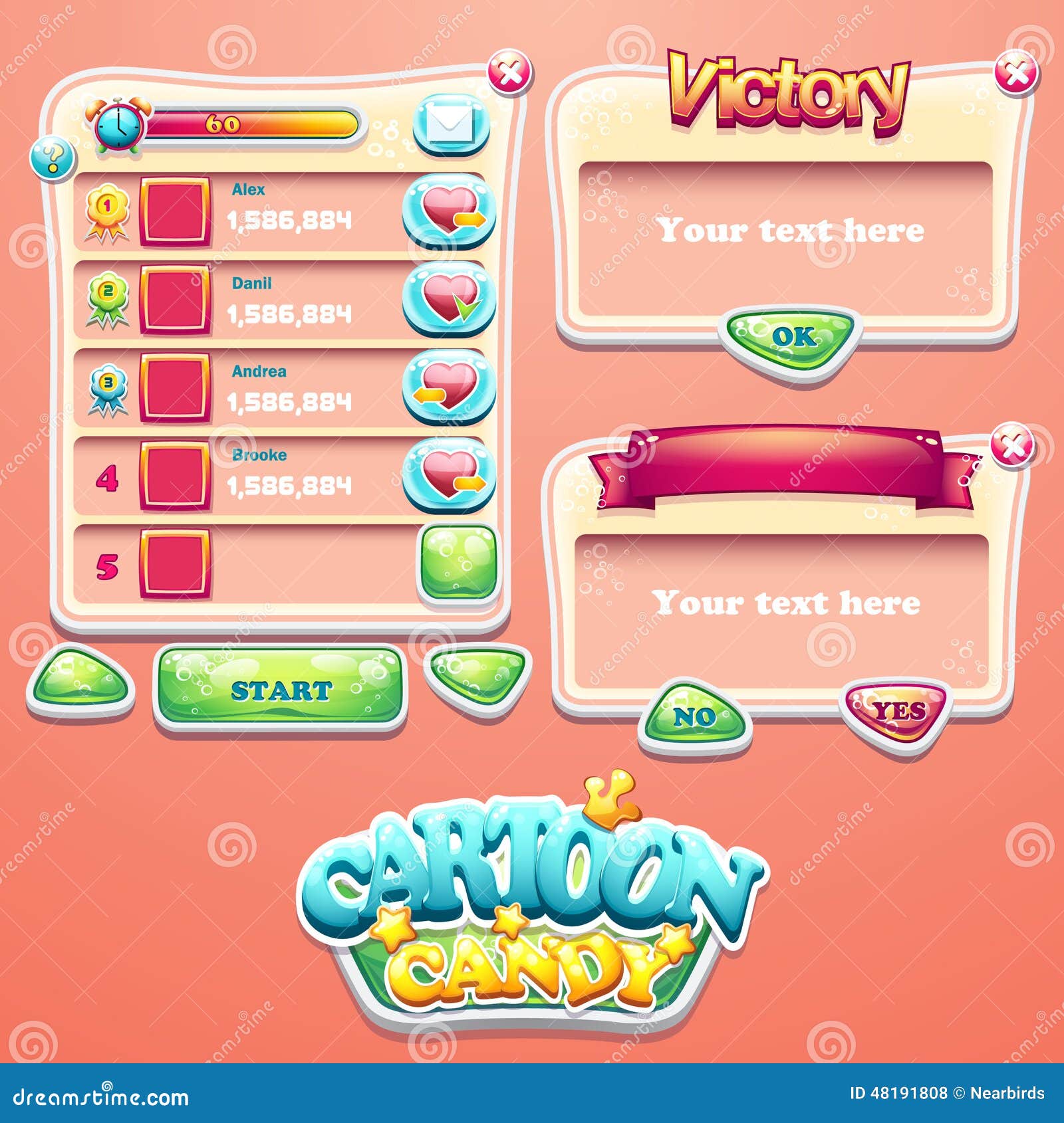 Set of Different Windows for the User Interface of Computer Games Stock ...