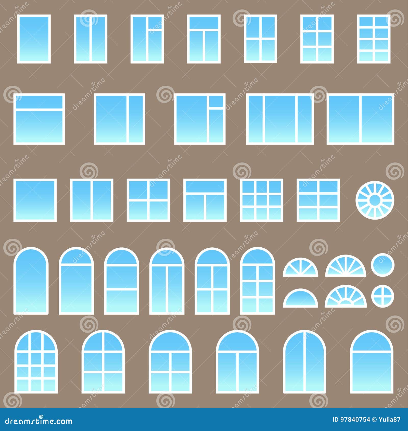 Set of different windows stock vector. Illustration of model - 97840754