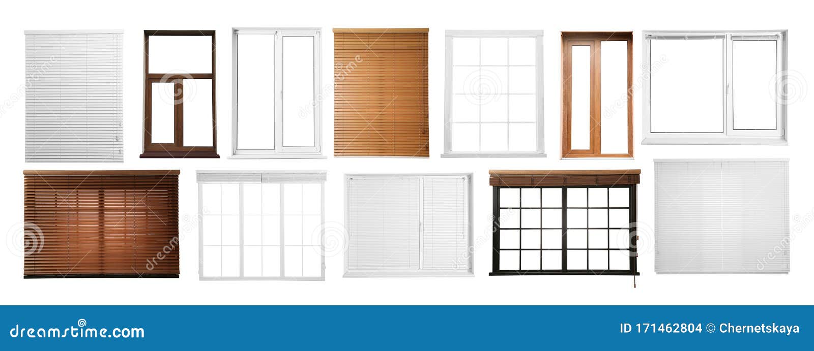 Set with Different Windows on White Background Stock Photo - Image of ...
