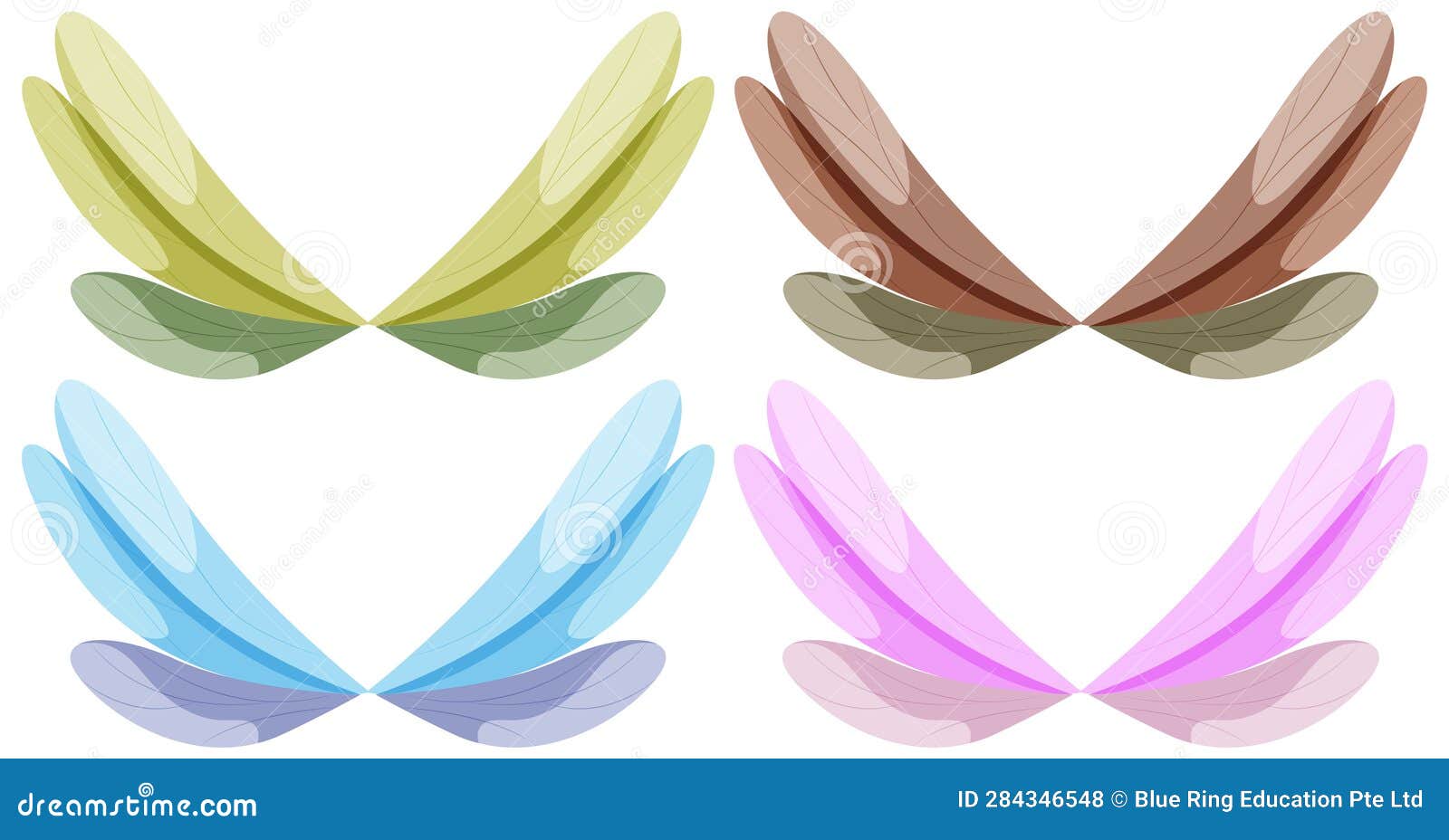 Set of different wings stock vector. Illustration of isolated - 284346548