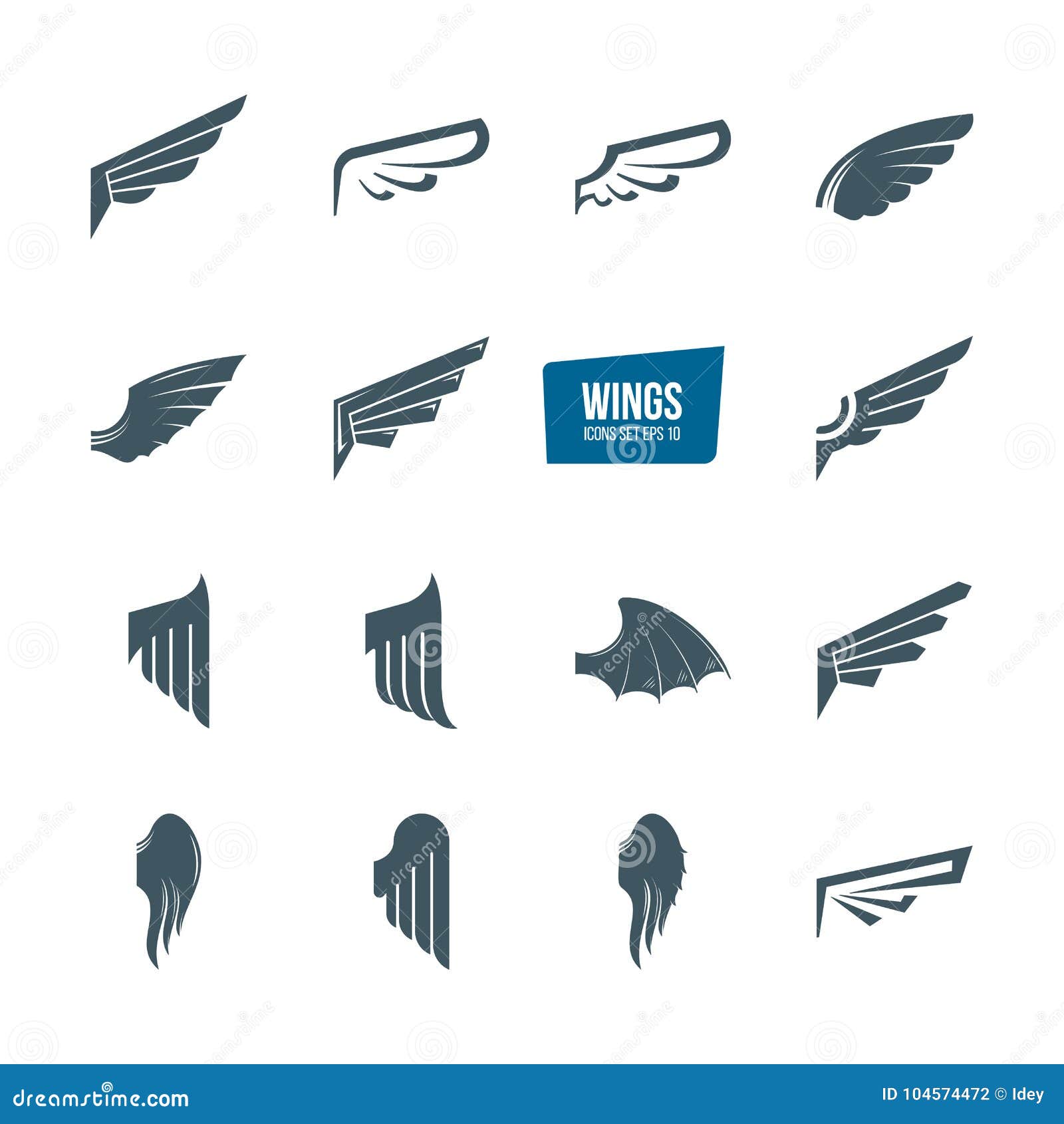 Set of Different Wings Logo Set. Emblems Feather Wing Bird. Stock ...