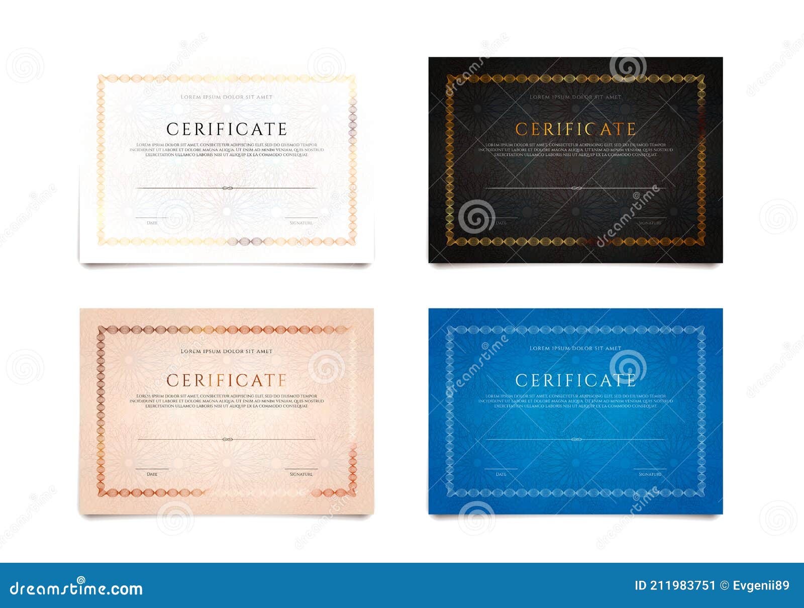 Set of Different Winner Luxury Certificate Design, Blank Diploma on ...
