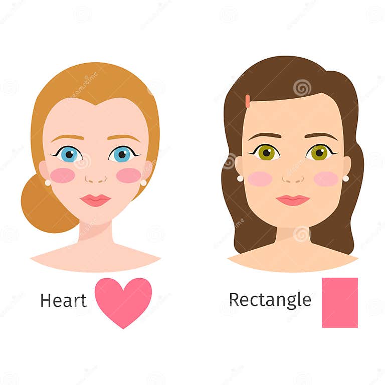 Set Of Different Woman Face Types Vector Illustration Character Shapes