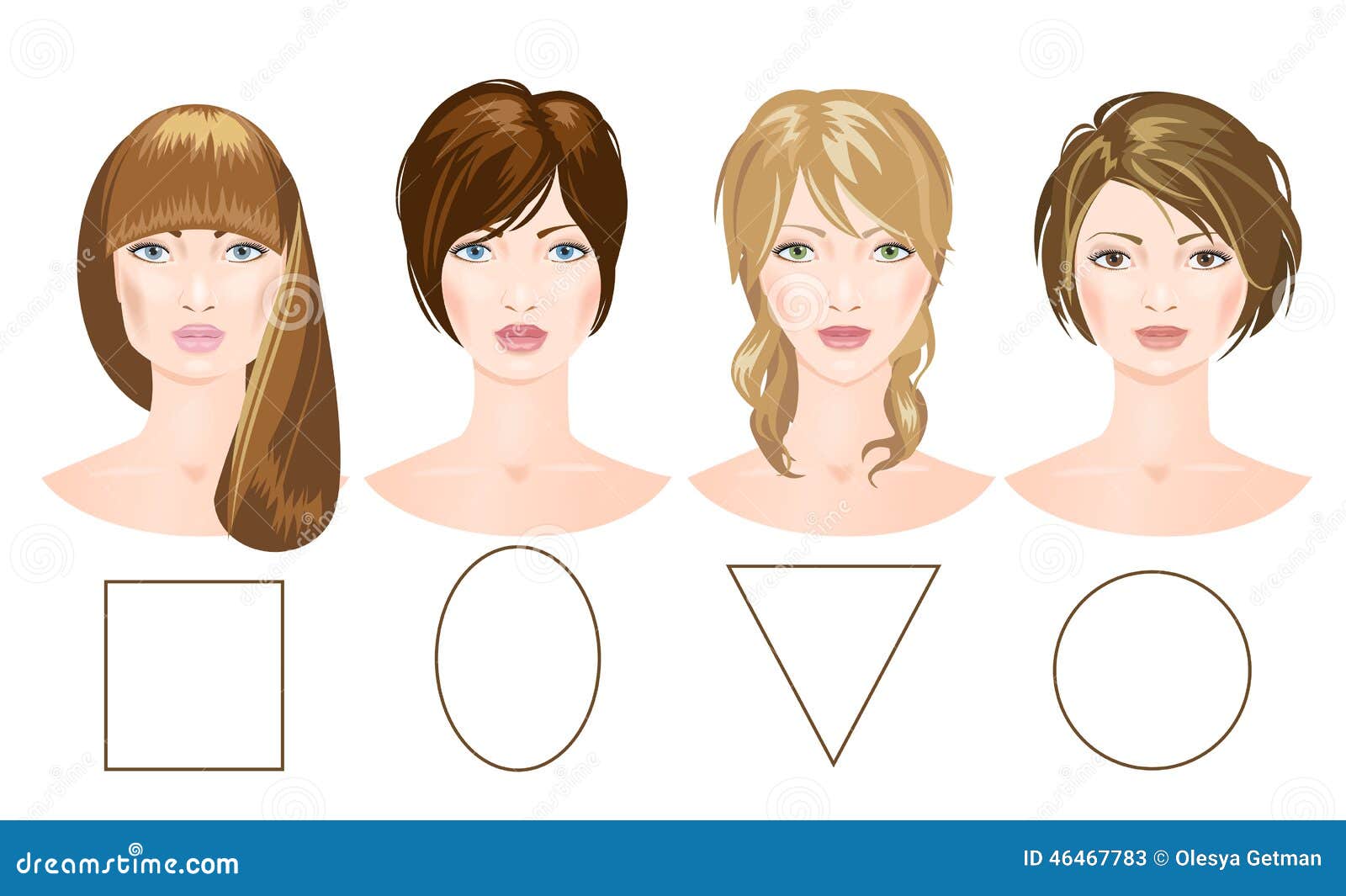 Set of Different Woman S Faces Stock Illustration - Illustration of ...