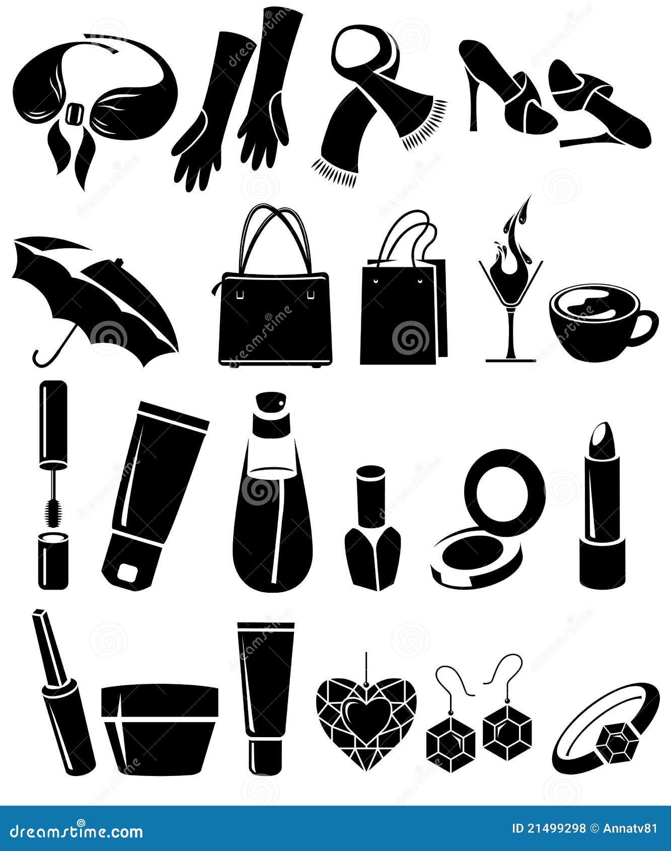 Set of Different Woman S Things Stock Vector - Illustration of female ...