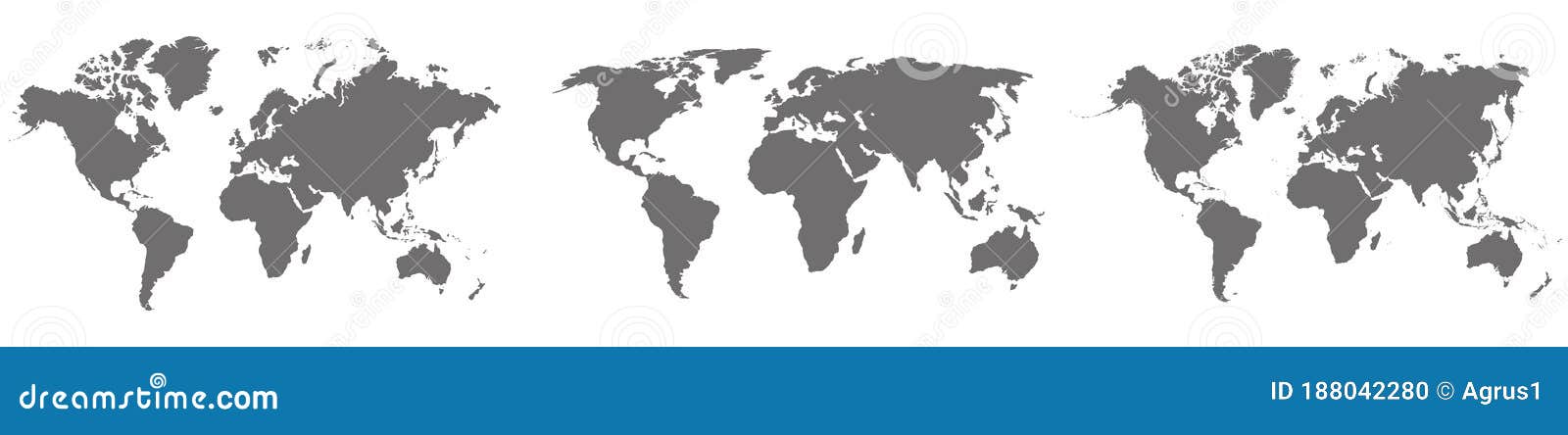 Set of 3 Different World Maps. Vector Design Elements Stock Vector ...