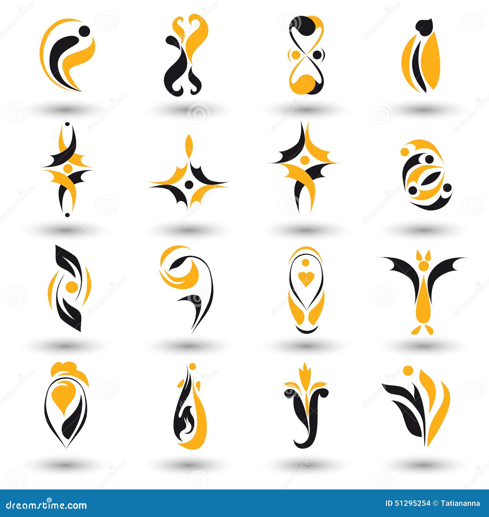 Set of Different Yellow Abstract Flat Elements Stock Vector ...