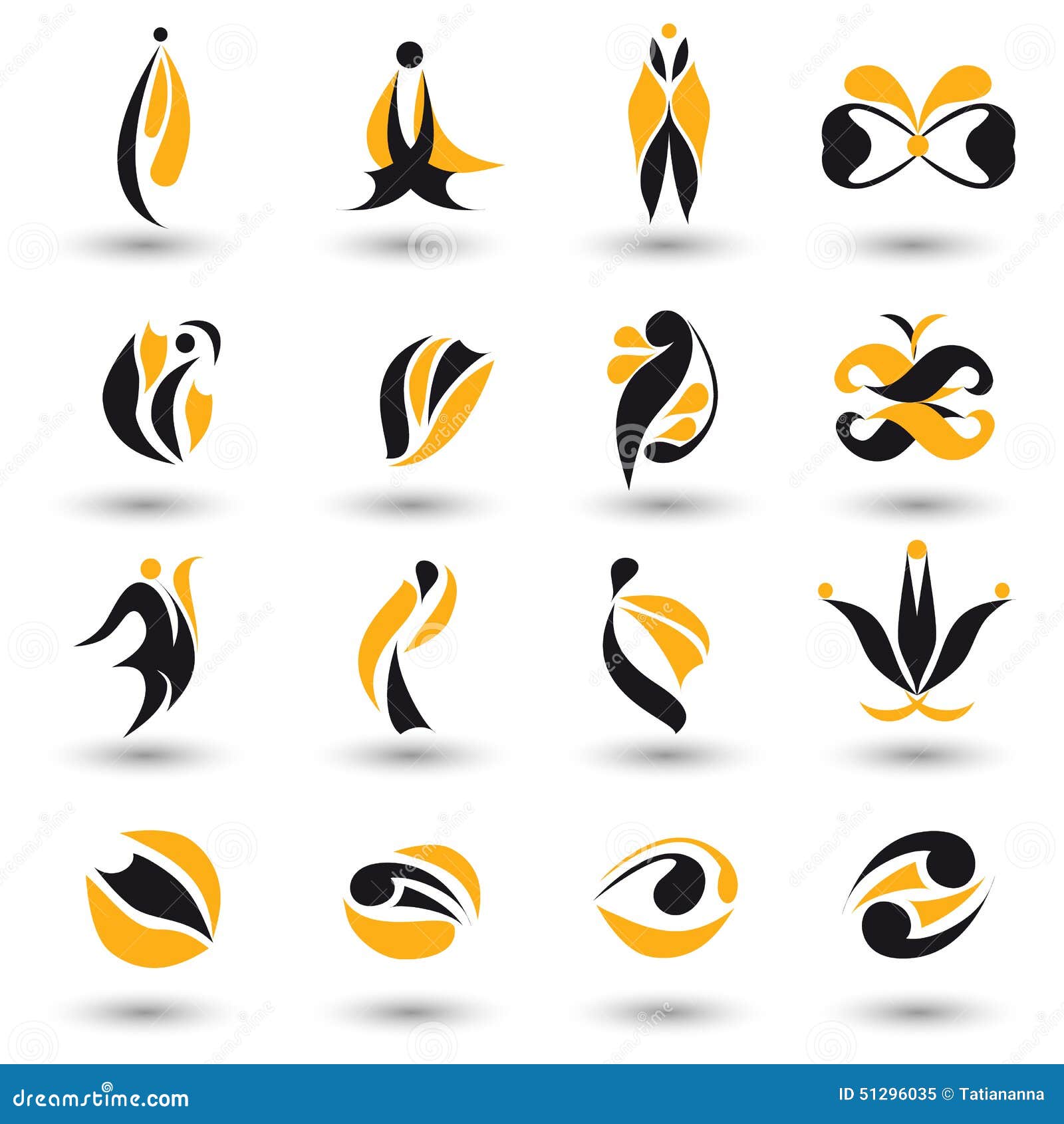 Set of Different Yellow Abstract Flat Elements Stock Vector ...
