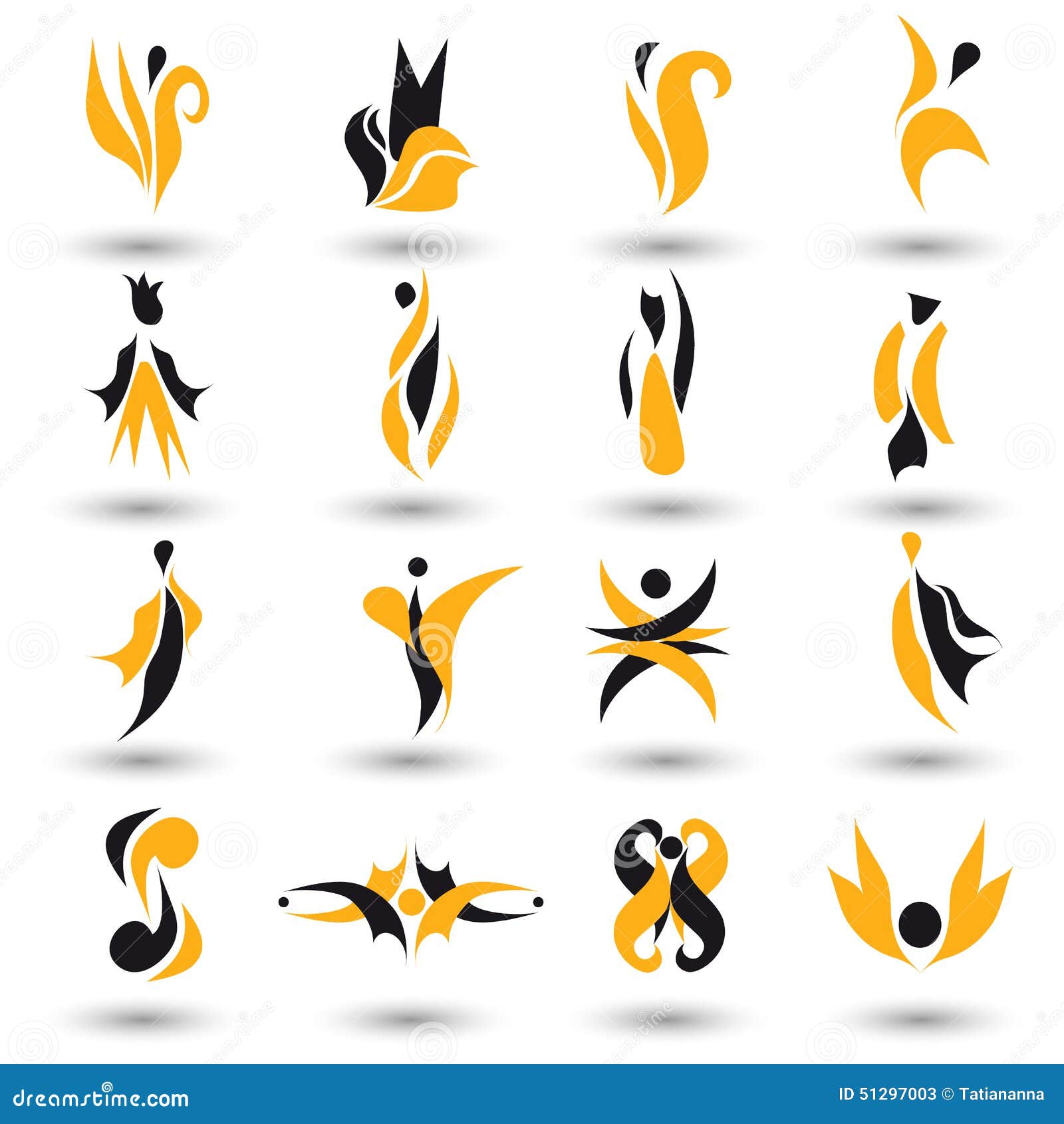 Set of Different Yellow Abstract Flat Elements Stock Vector ...