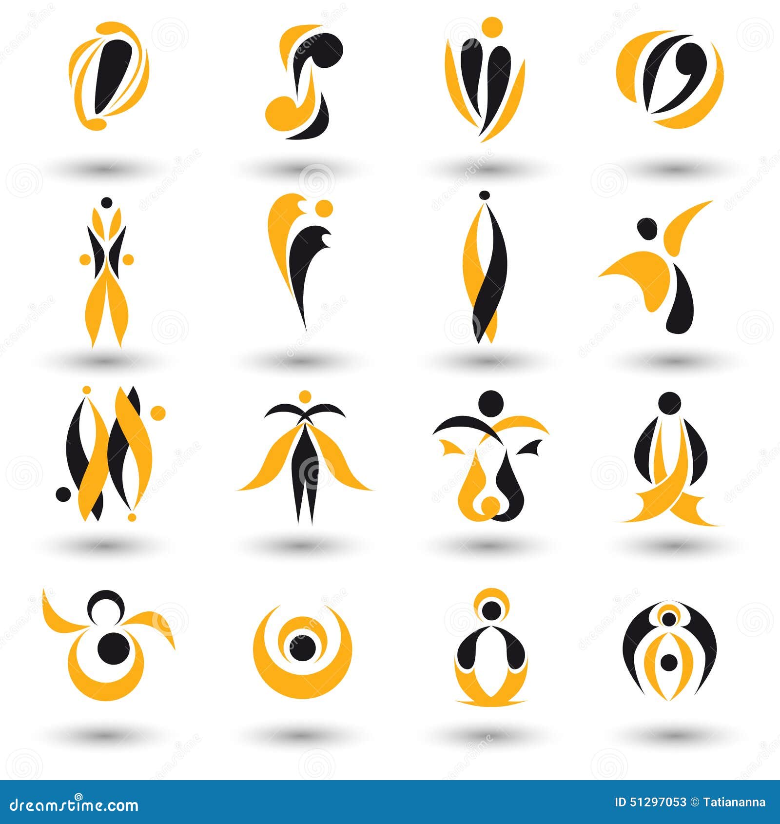 Set of Different Yellow Abstract Flat Elements Stock Vector ...
