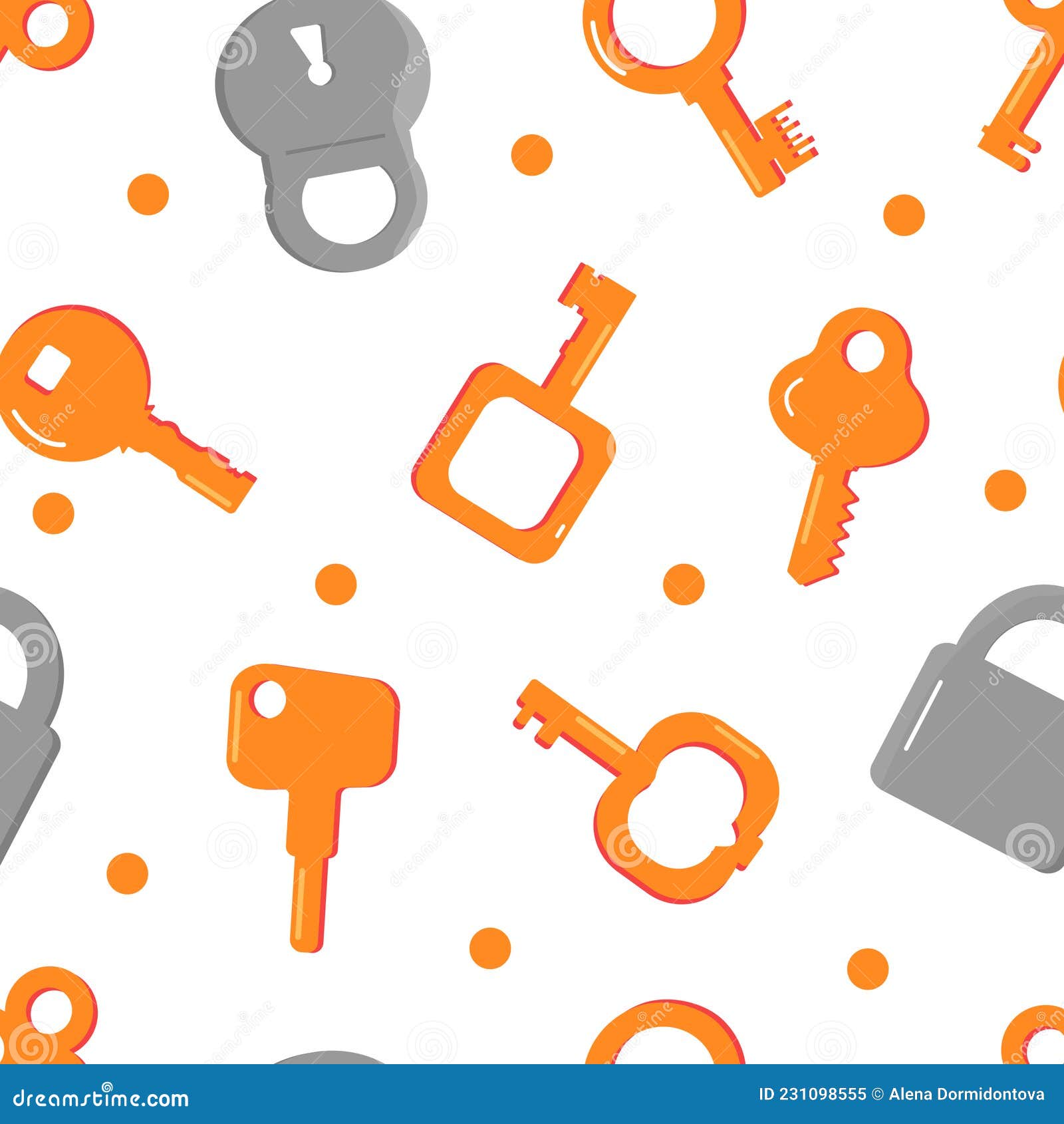 A Set of Different Yellow Keys and Gray Locks. Stock Vector ...