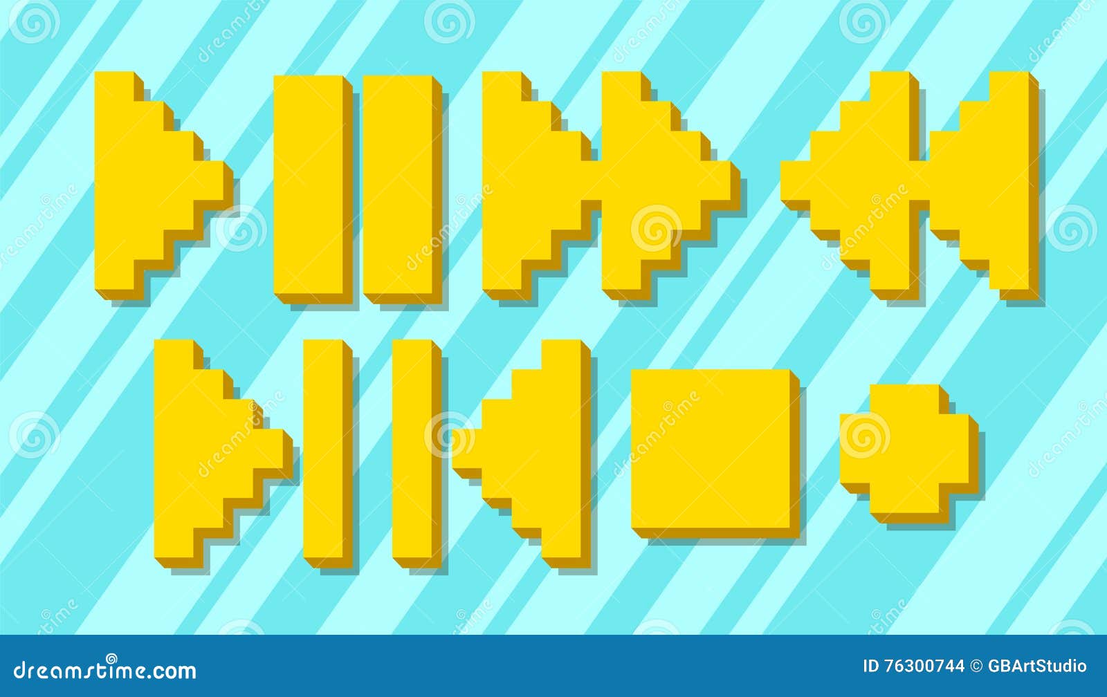 Set of Different Yellow Pixel Symbols for Player Stock Vector ...