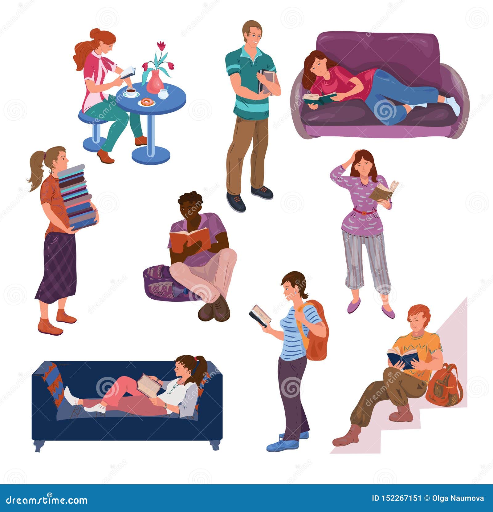 Set of Different Young, Cute Students People in Activity Stock Vector ...