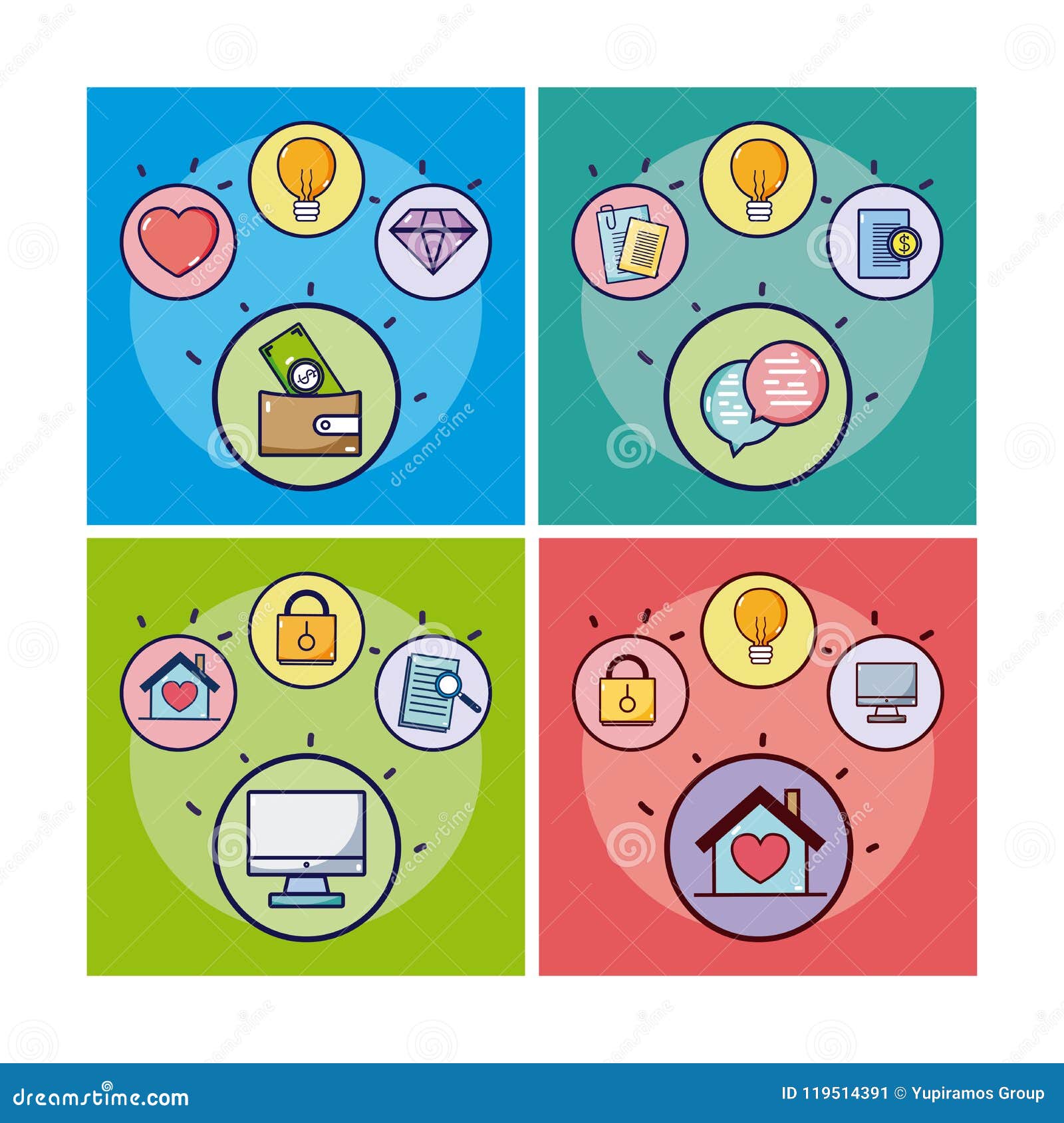 Set of differents icons stock vector. Illustration of element - 119514391